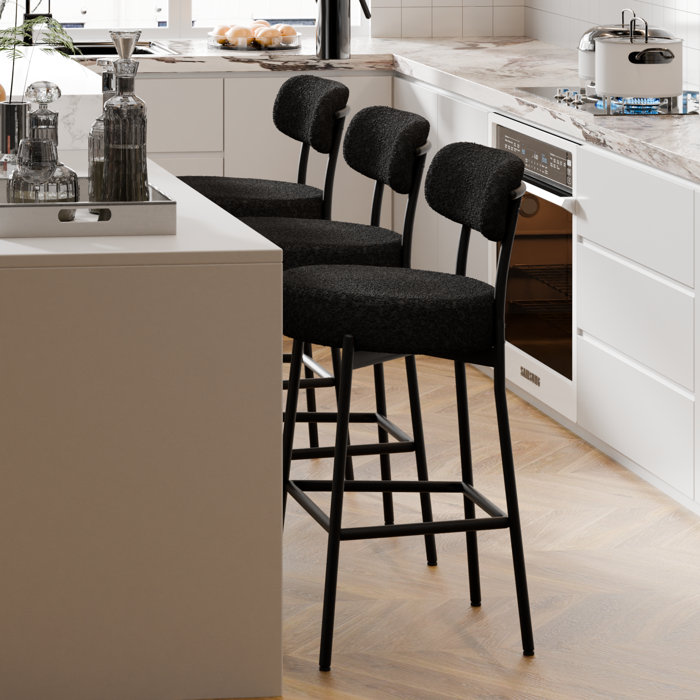 George Oliver Bar Stools Set of 3, Counter Height Bar Stools with Back ...