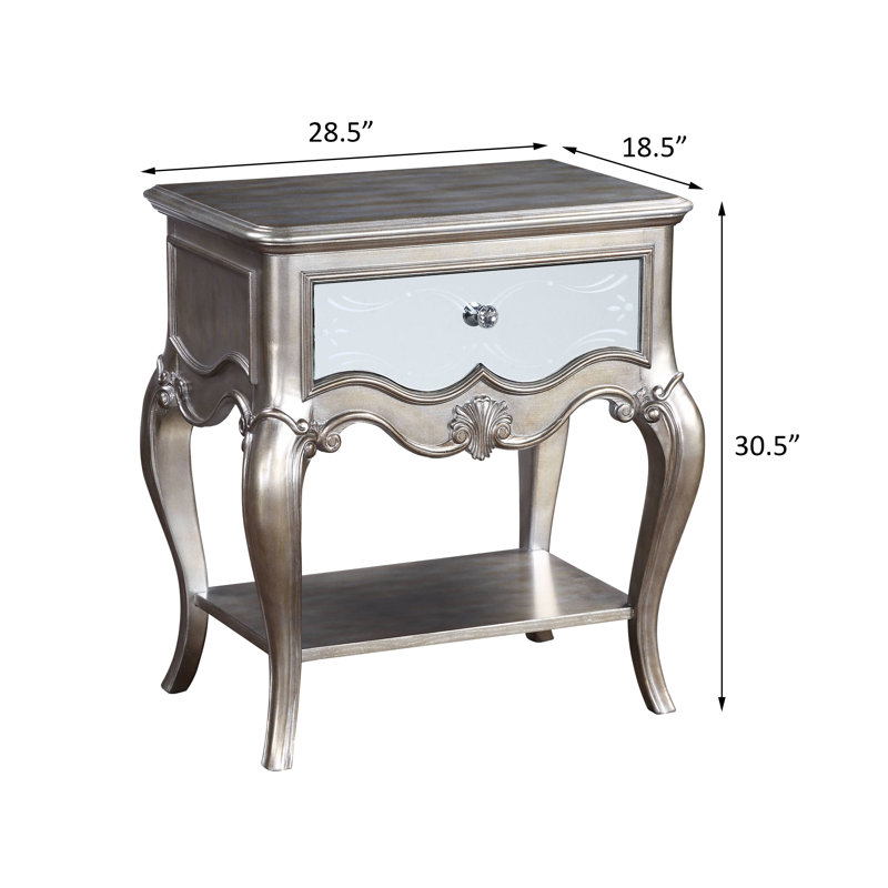 Rosdorf Park Madigan Antique Champagne Nightstand with 1-Drawer | Wayfair