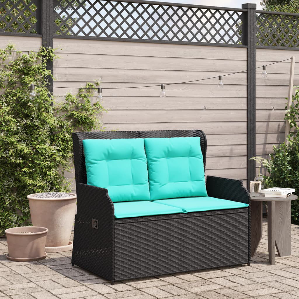 Latitude Run® Reclining Patio Bench With Cushions Poly Rattan | Wayfair