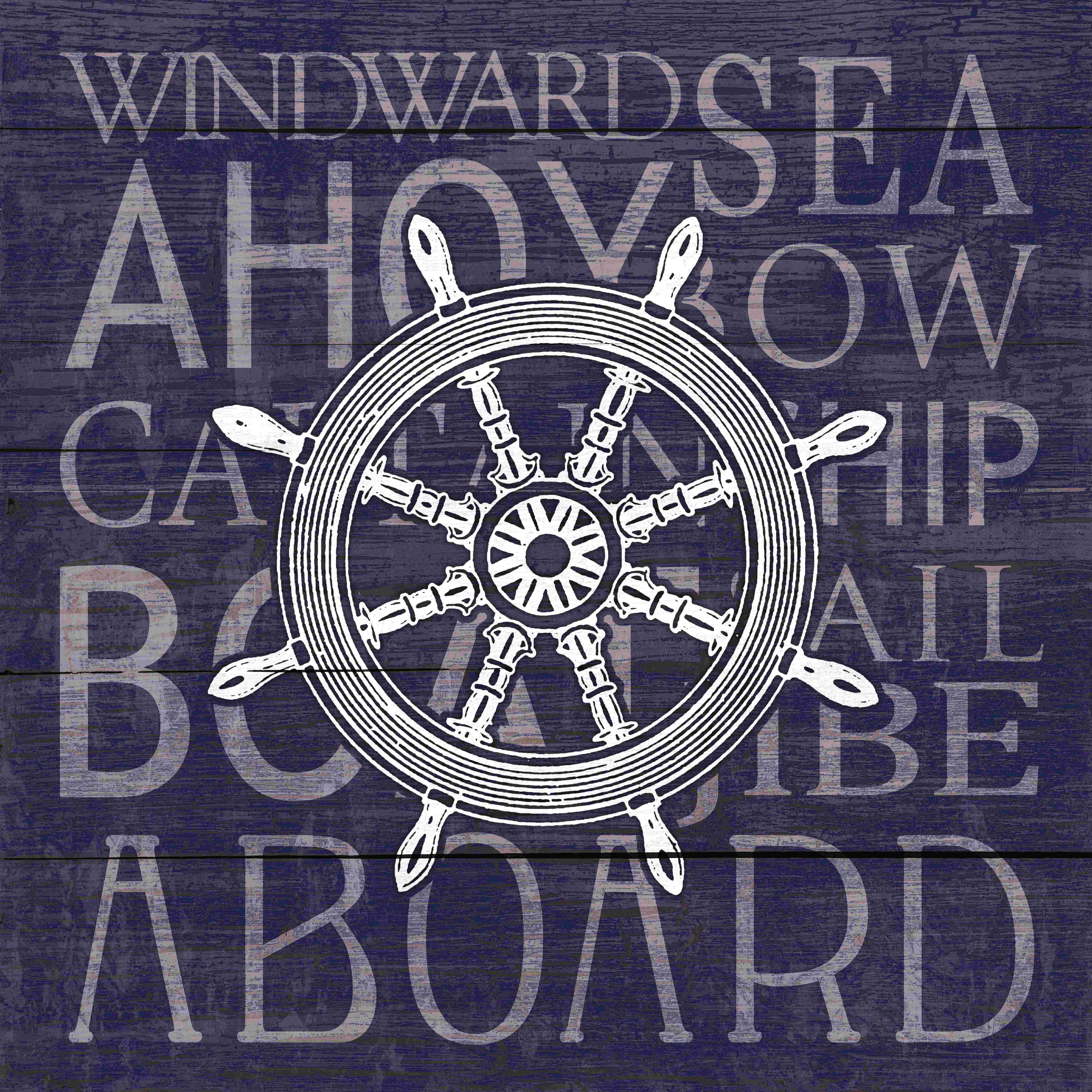 Breakwater Bay Ship Words Navy 2 Wrapped Canvas Print | Wayfair