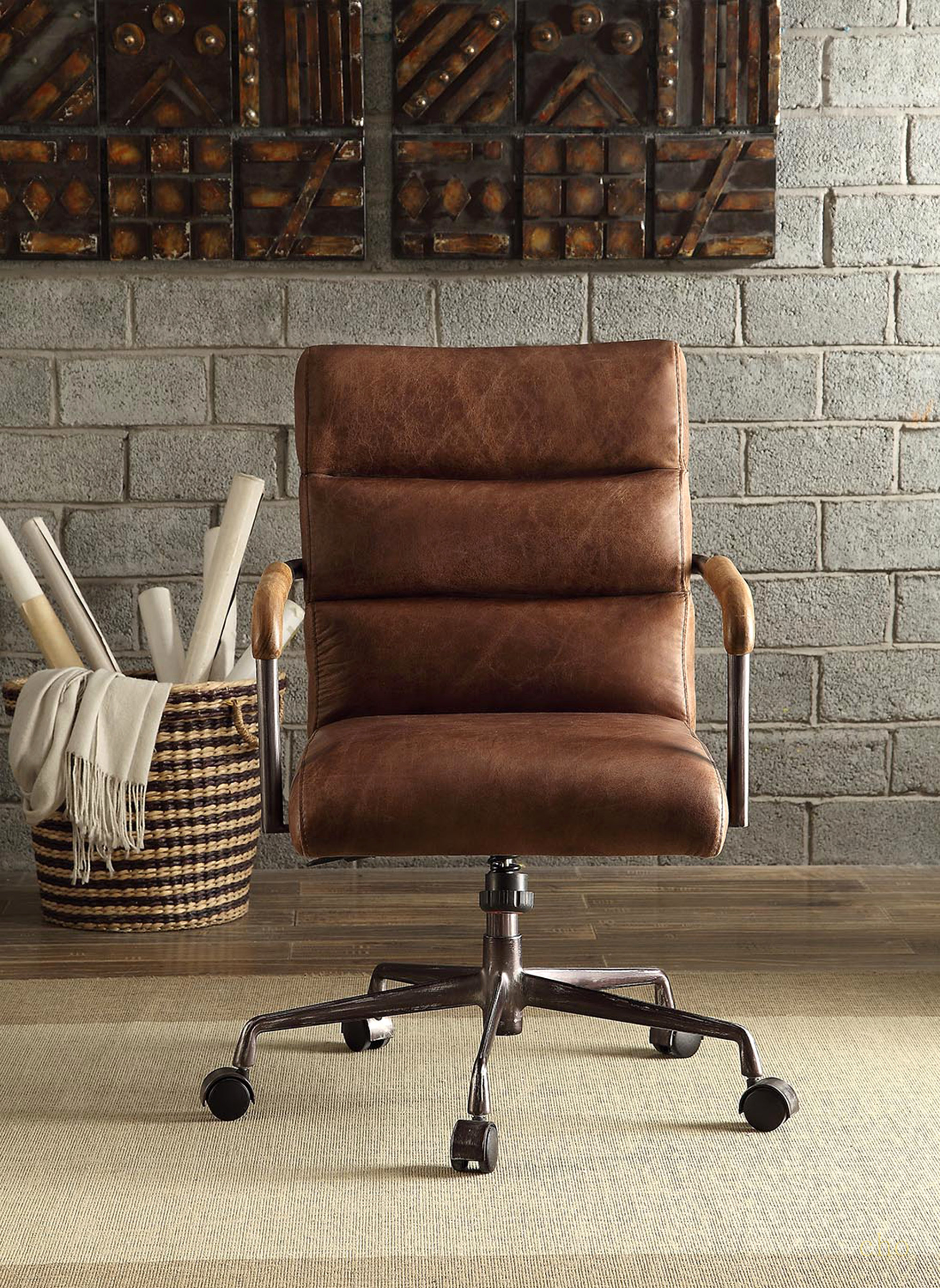 17 Stories Retro Brown Swivel Office Chair With 5-Star Base - Wayfair ...