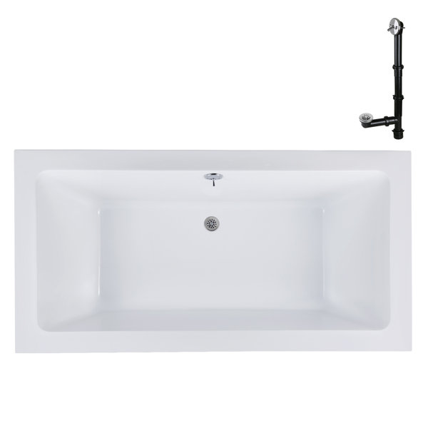 StreamlineBath 60" x 32" Acrylic Soaking Drop-In Bathtub, Drain ...