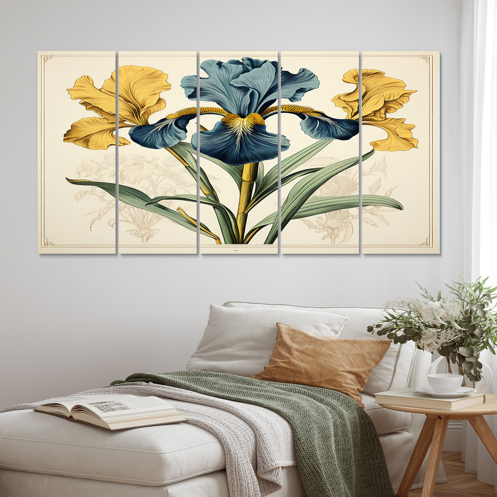 Rosalind Wheeler Vintage Illustration Yellow Irises - Irises Wall Decor ...