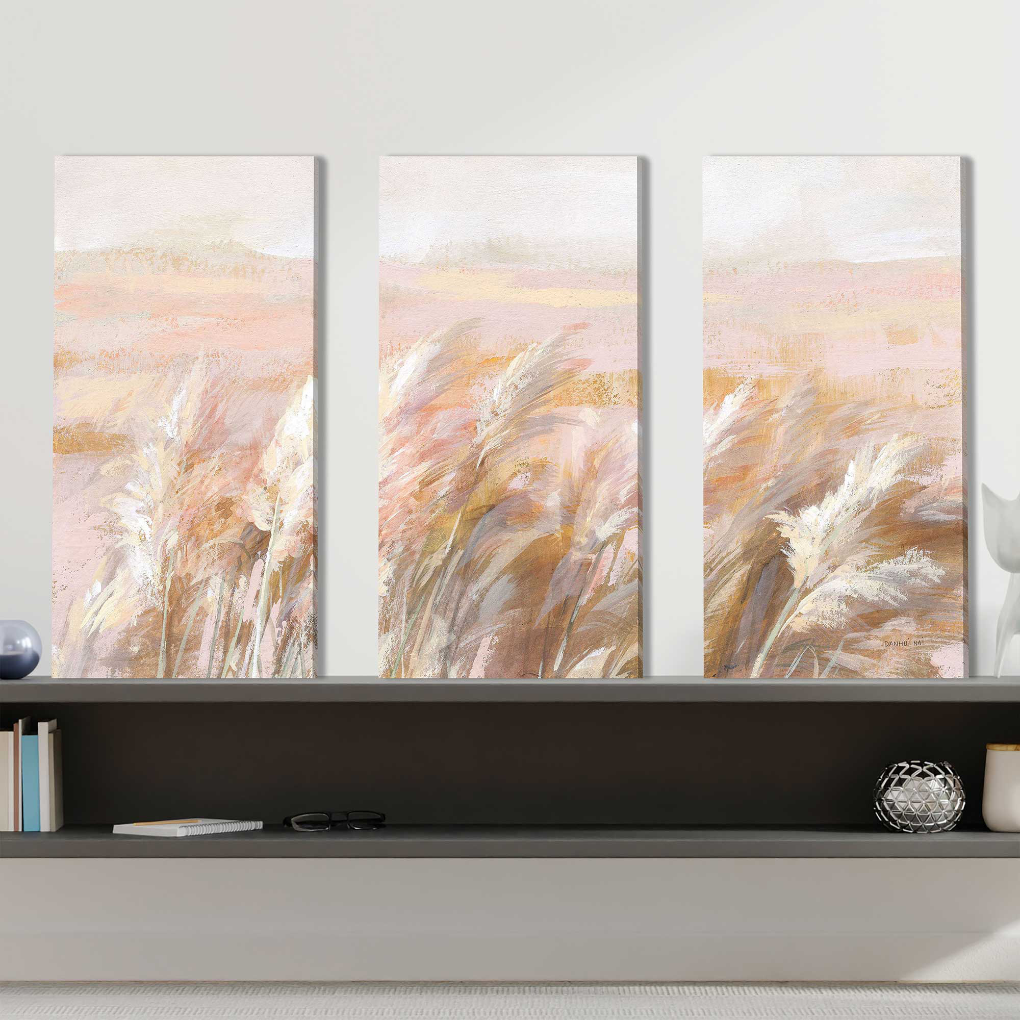 Red Barrel Studio® Prairie Grasses - 3 Piece Wrapped Canvas Painting ...