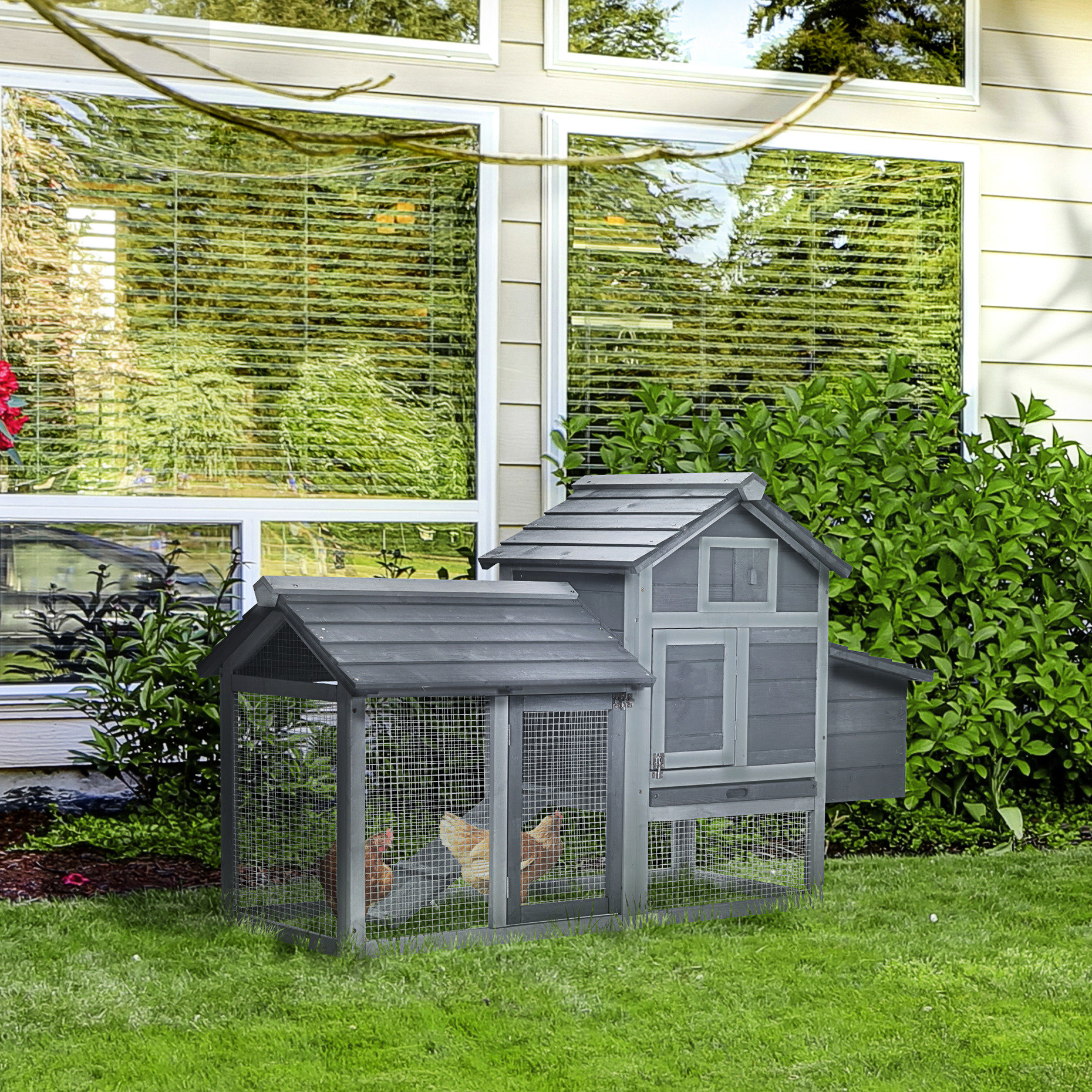 August Grove® Small Chicken Cage, 59" - Wooden, , With Nesting Box ...