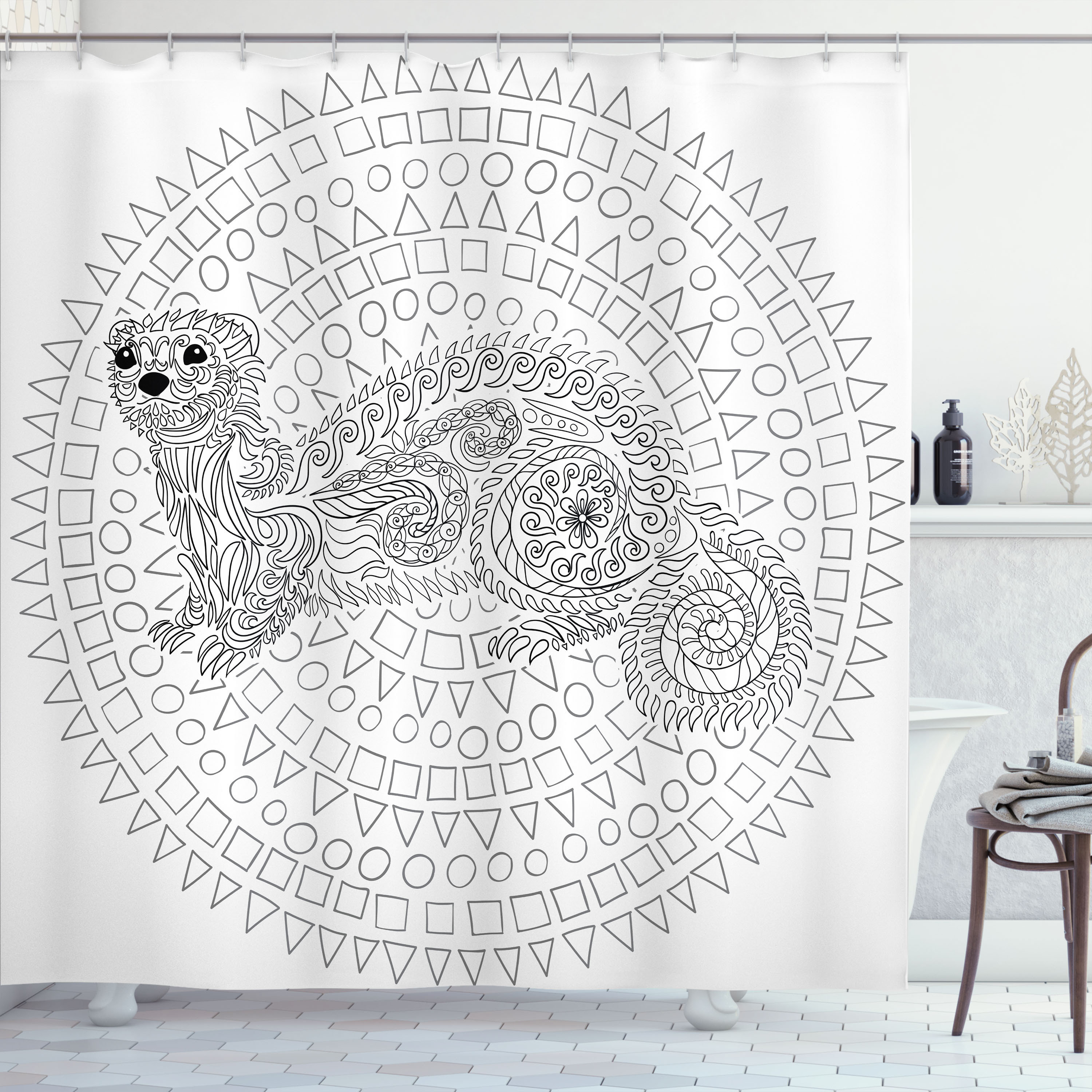 East Urban Home Zarria Animal Shower Curtain Squirrel Geometric 31936 ...