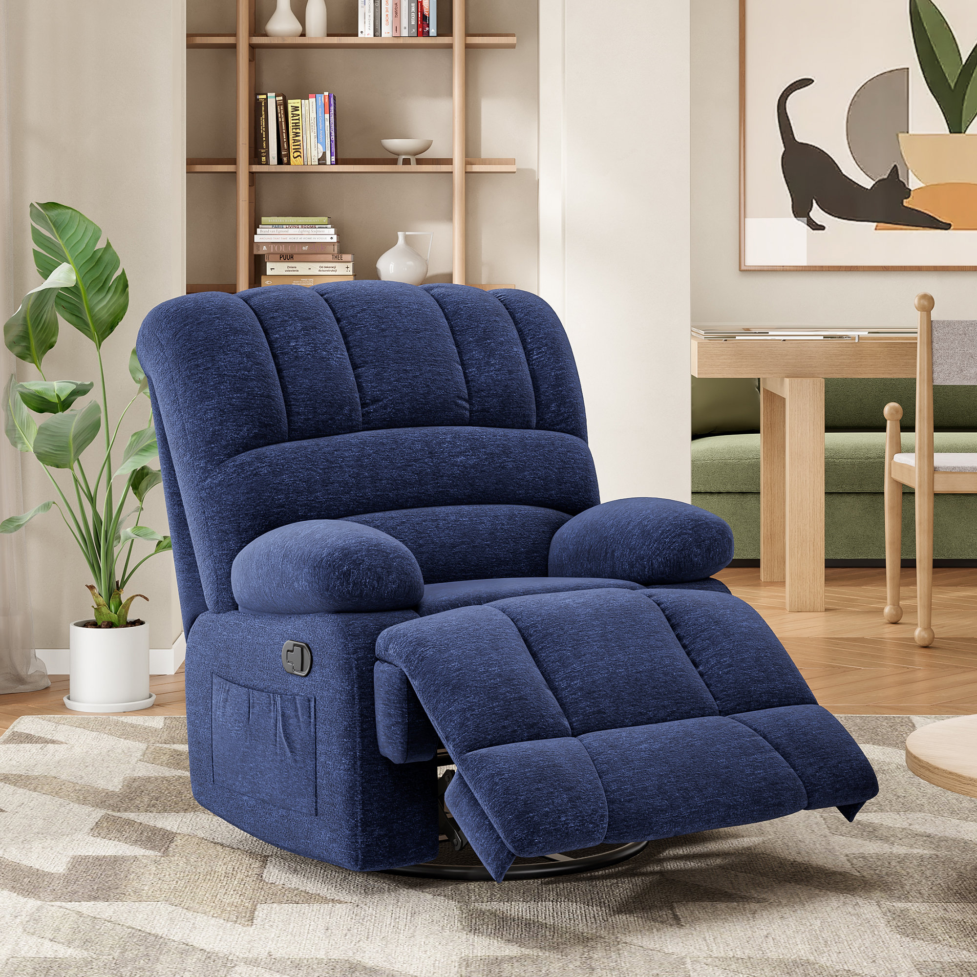 Ebern Designs Heald 40.94"W Upholstered Swivel Rocker Recliner ...