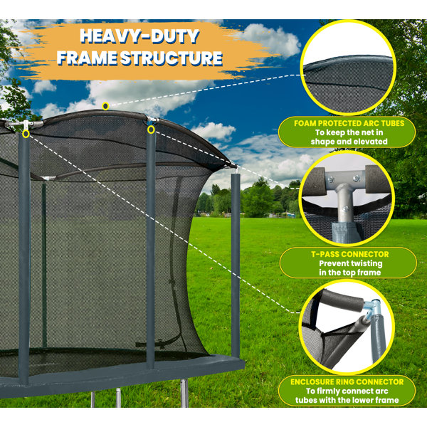 Moxie Machrus Moxie 8 x 12 FT Rectangular Outdoor Trampoline Set with ...