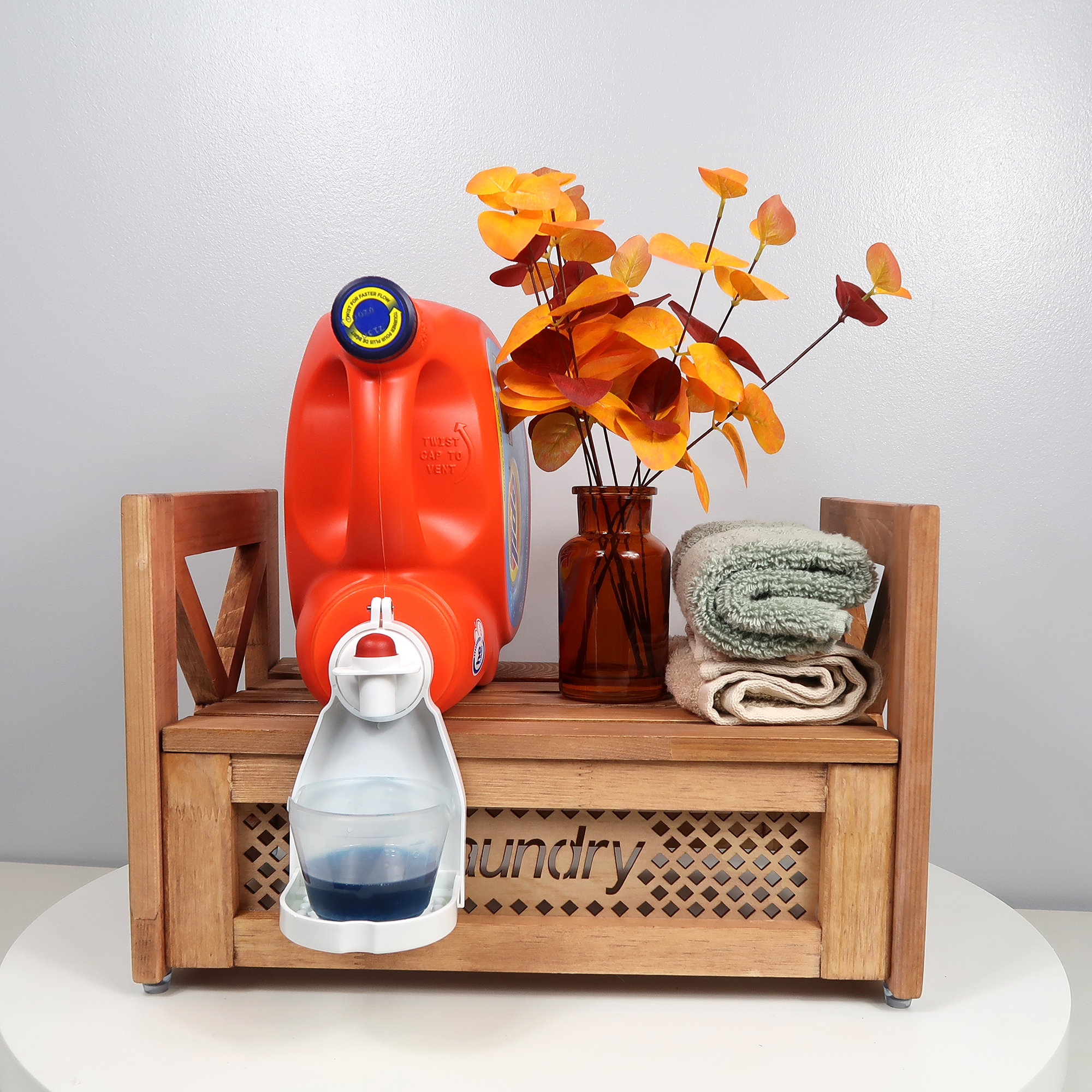 Bekitchen Farmhouse Wood Freestanding Laundry Detergent Shelf Holder ...