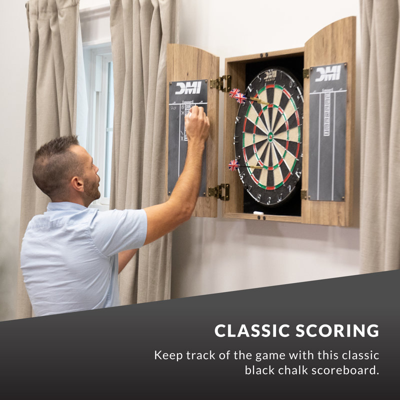 DMI Sports Indoor Bristle Dartboard And Cabinet Set (Darts Included ...
