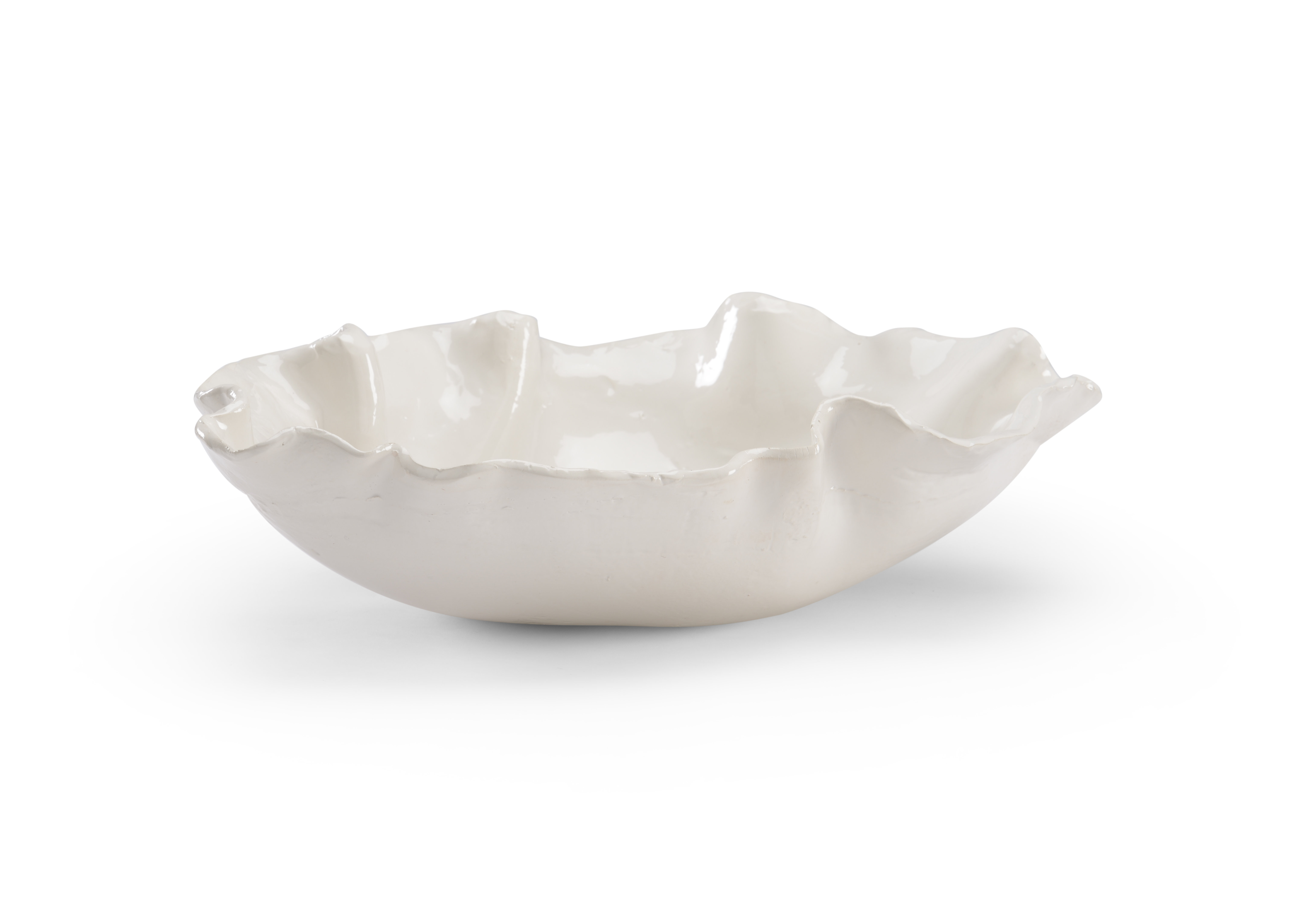 Wildwood Coastal Ceramic Abstract Decorative Bowl in White Glaze | Wayfair