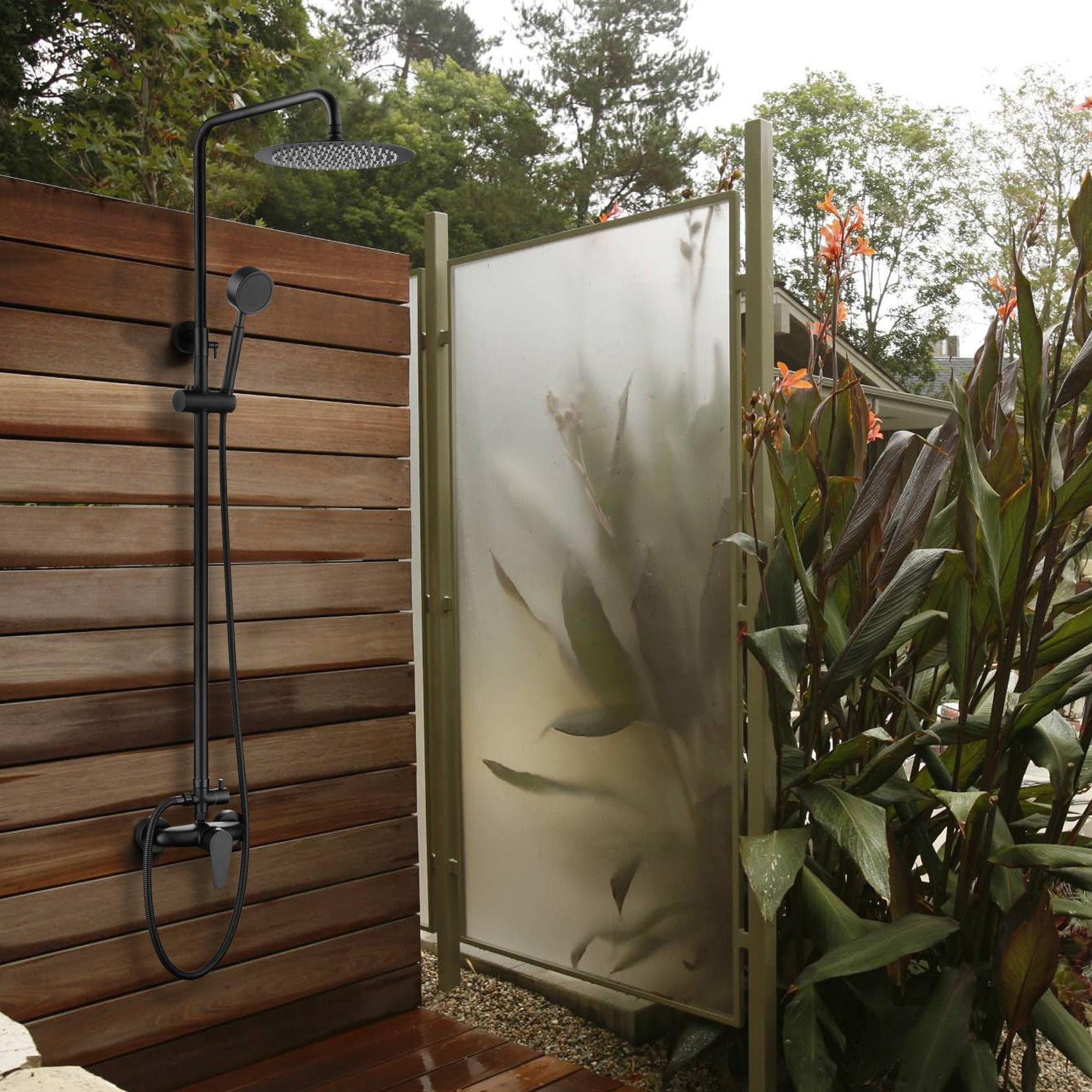 POGBUT Stainless Steel Outdoor Shower Kit with 10" Rain Shower Head ...