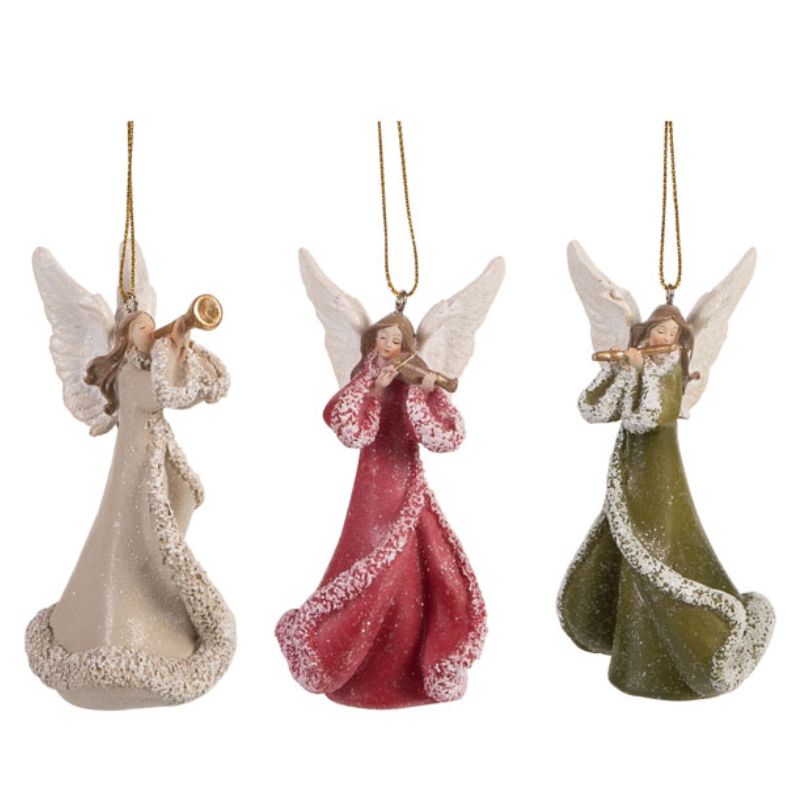 Fleur De Lis Living Resin 4 in. Christmas Musical Fur Coat Angel ...