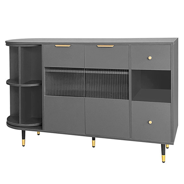 Mercer41 Zakary Rotating Storage Cabinet With 2 Doors And 2 Drawers ...