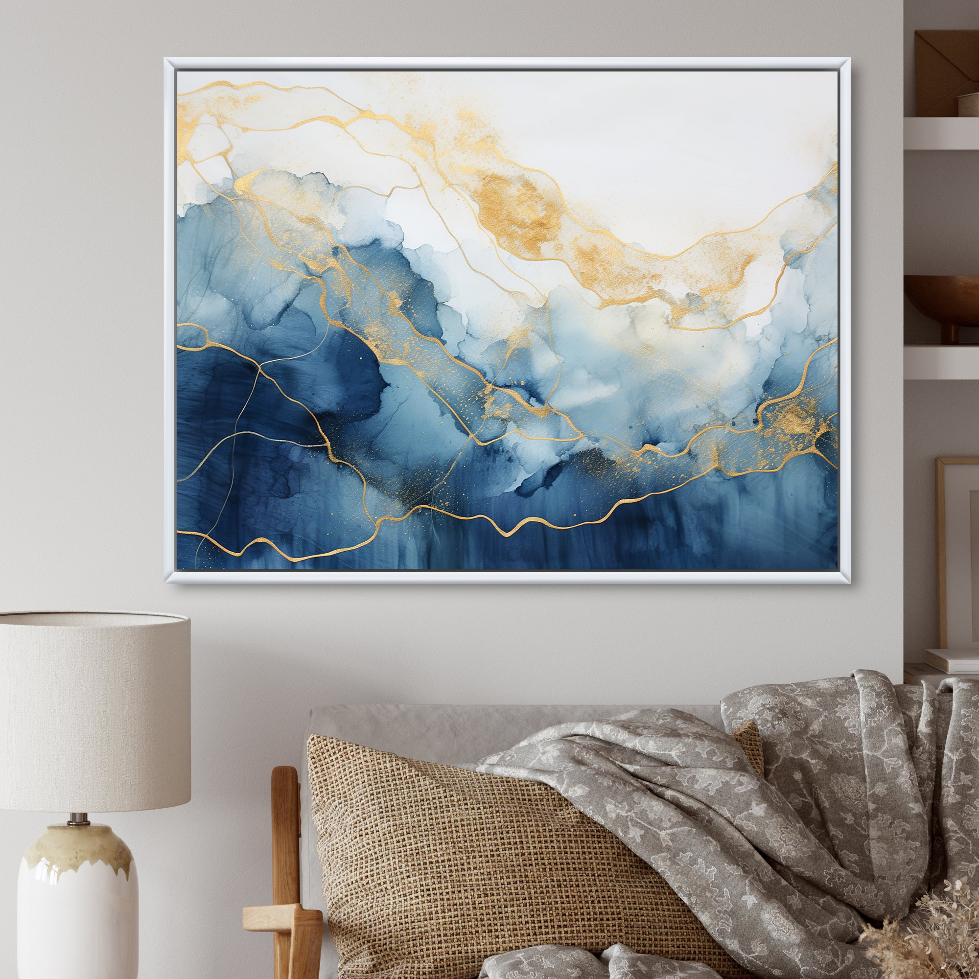Wrought Studio Momentary Spirit Golden Wave Painting - Abstract Shapes ...
