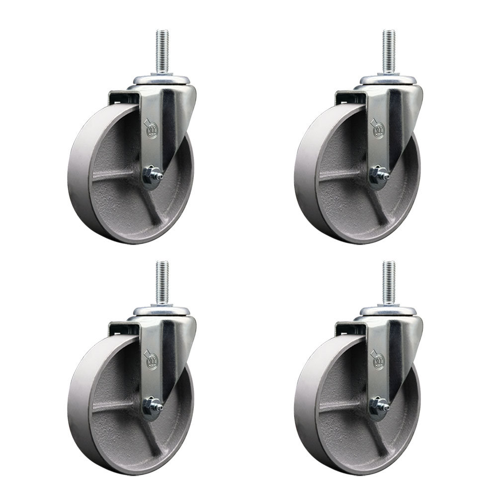 Service Caster Steel Wheel Swivel 3/4 Inch Threaded Stem Caster Set 2 ...