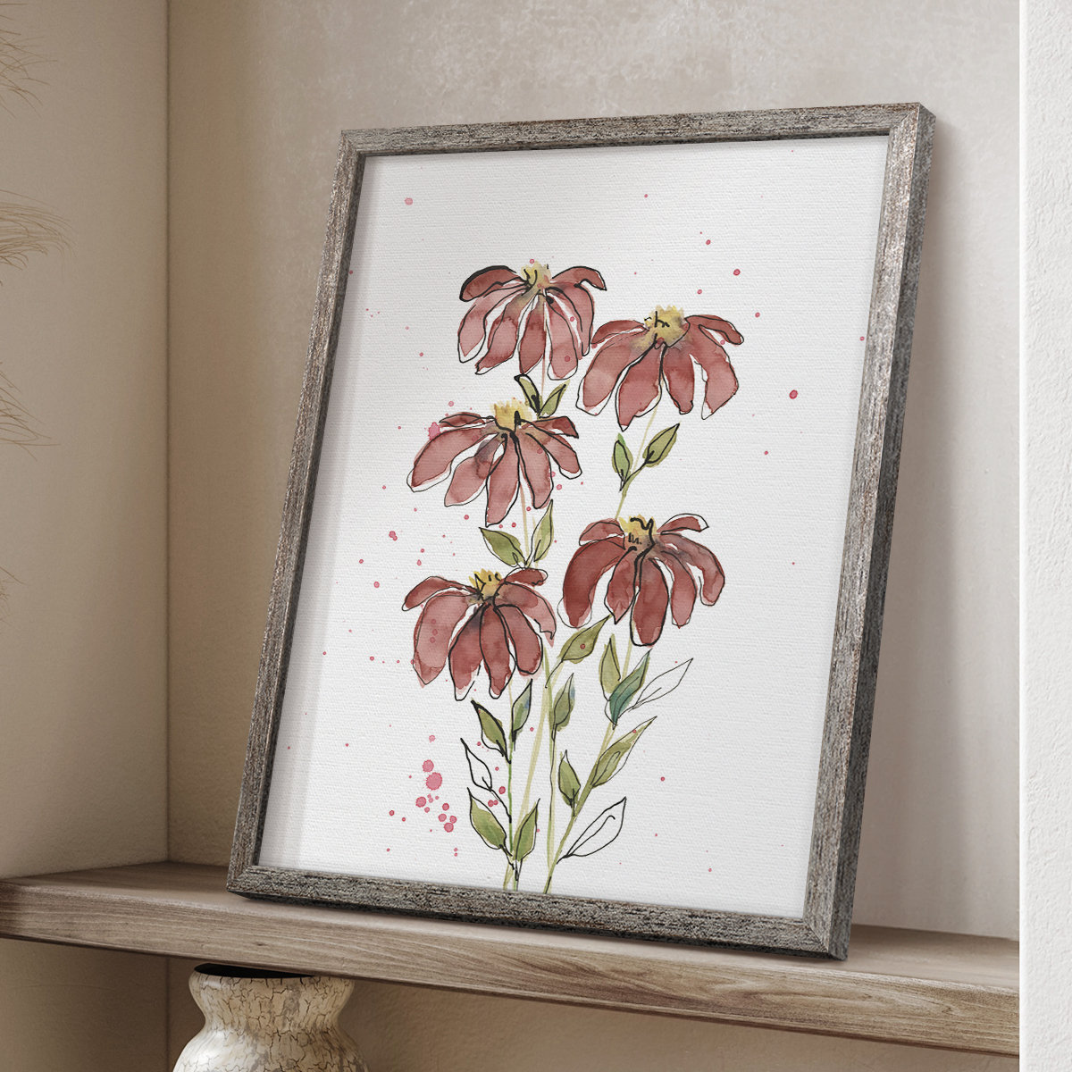 Winston Porter Watercolor Blooms II Framed Print - Solid Wood | Wayfair