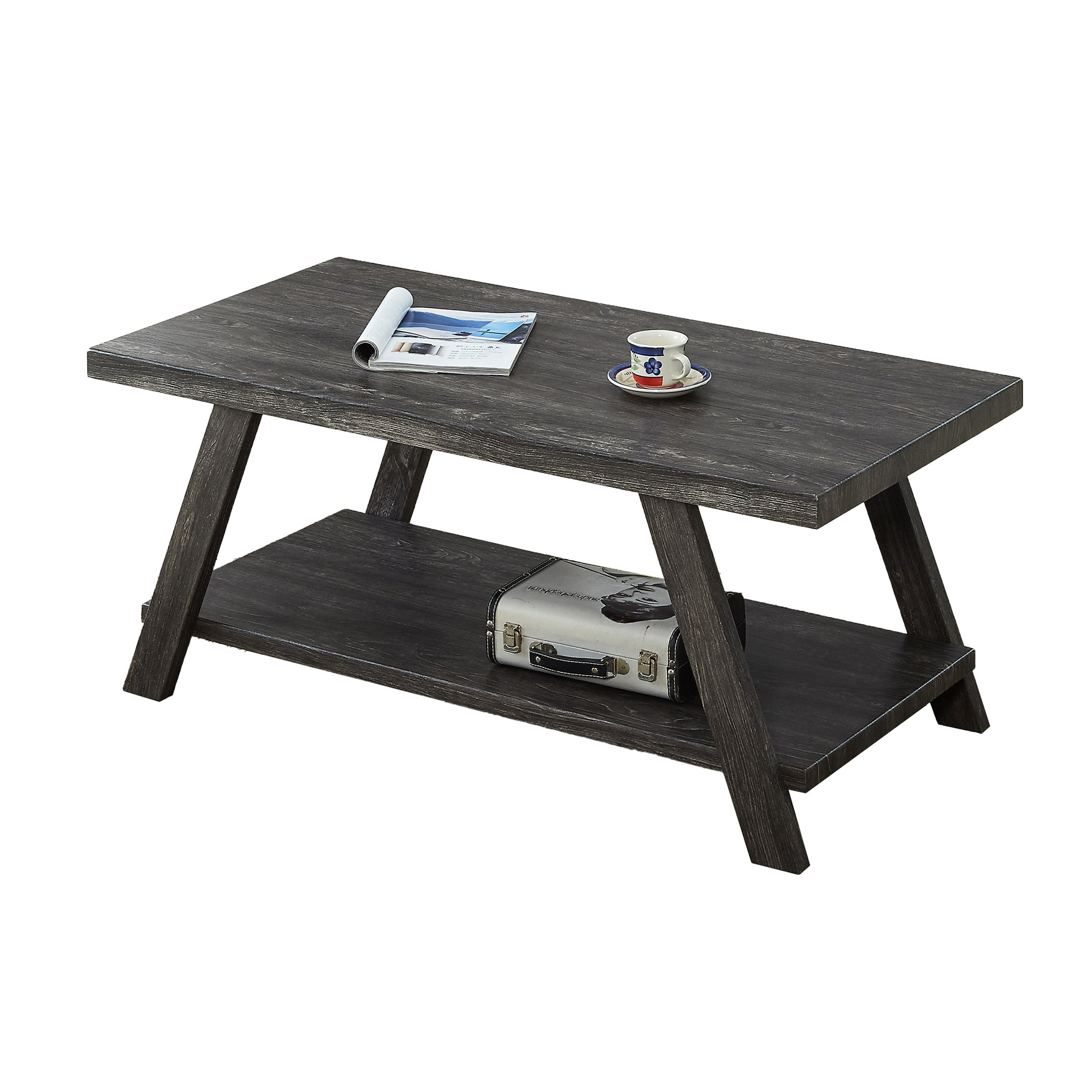 Latitude Run® Athens Contemporary Replicated Wood Shelf Coffee Table In ...