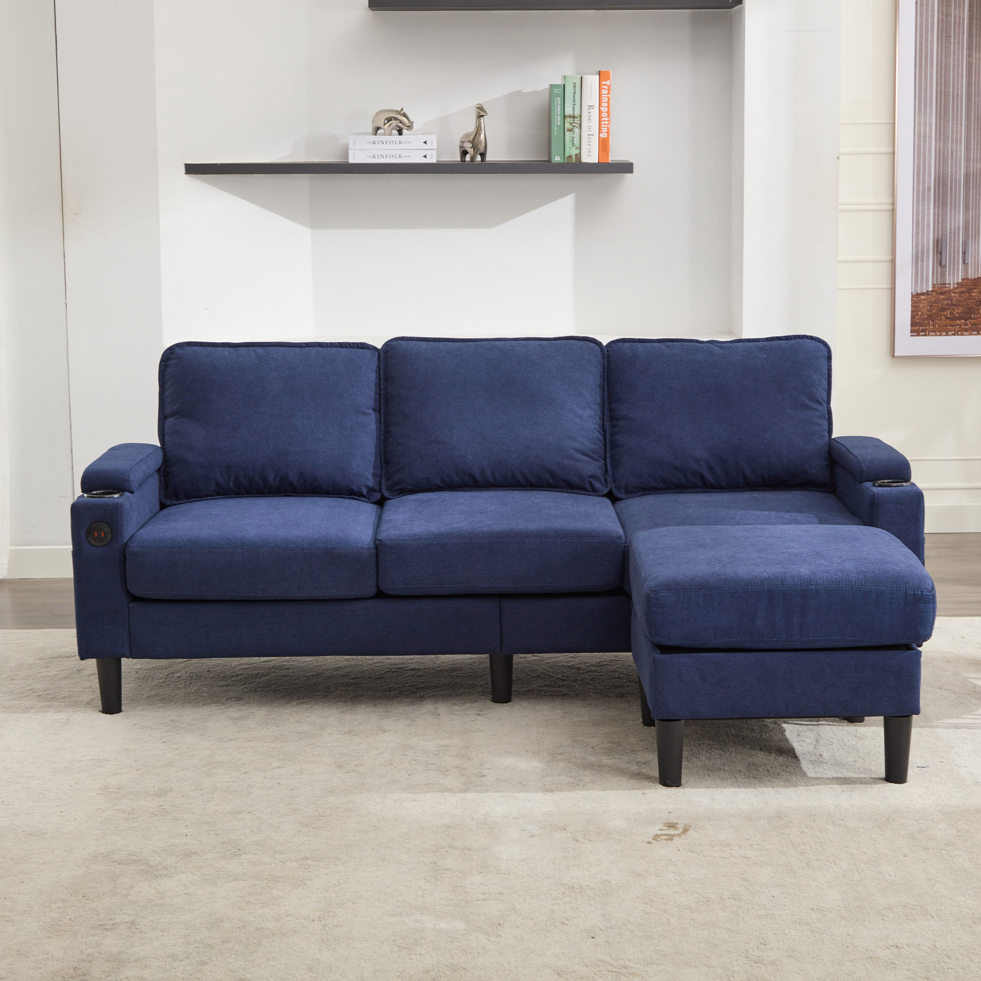 George Oliver Knock Down 3-Seat Combo Sofa With Storage Ottoman For ...