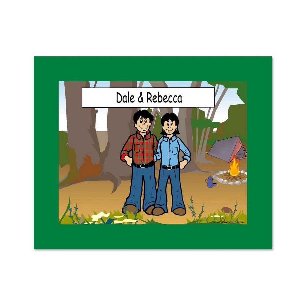 Printed Perfection Personalized Camping Couple Caricature with a Mat ...