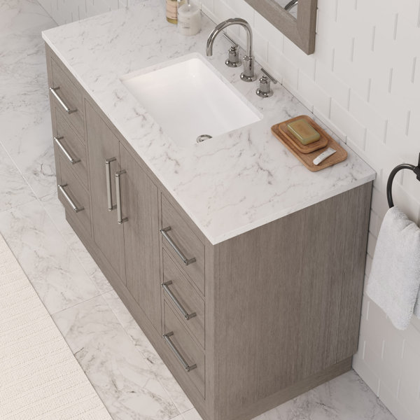 Water Creation Hugo 48" Carrara White Marble Countertop Bath Vanity in ...