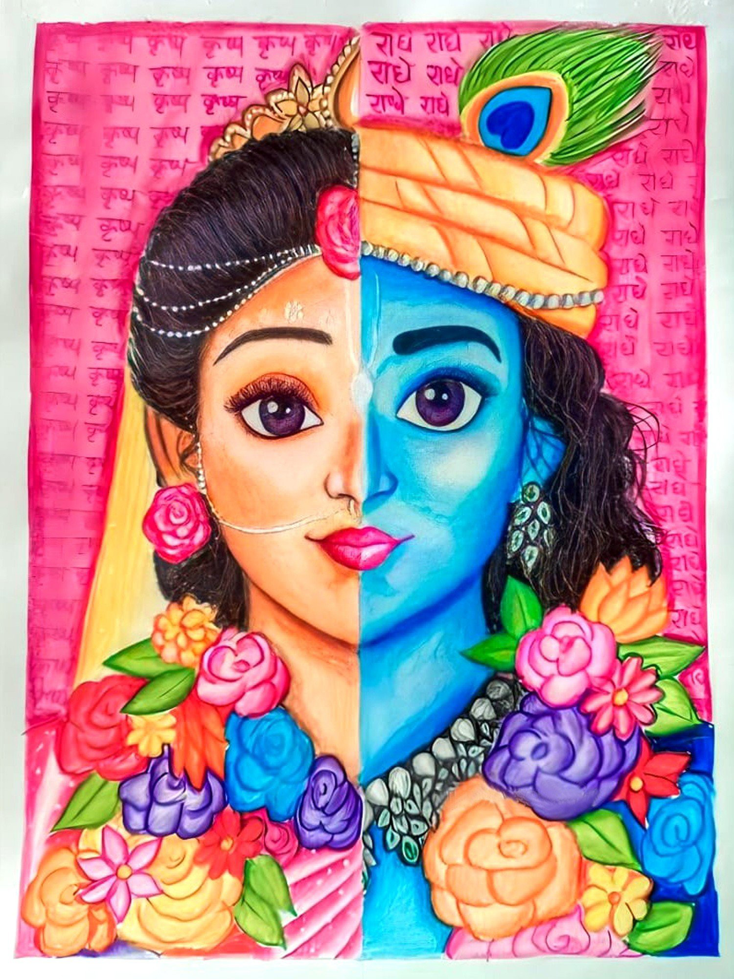 Exotic India Painting Of Radheshwar Krishna | Water And Pencil Color ...