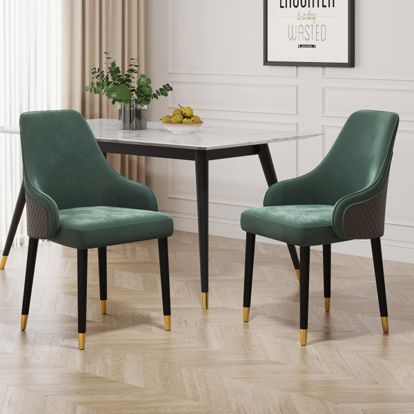 Everly Quinn Sandnes Modern Velvet Upholstered Dining Chairs Solid Back ...