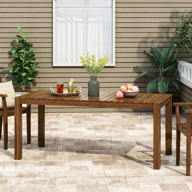 Millwood Pines Outdoor Rustic Solid Wood Dining Table & Reviews | Wayfair