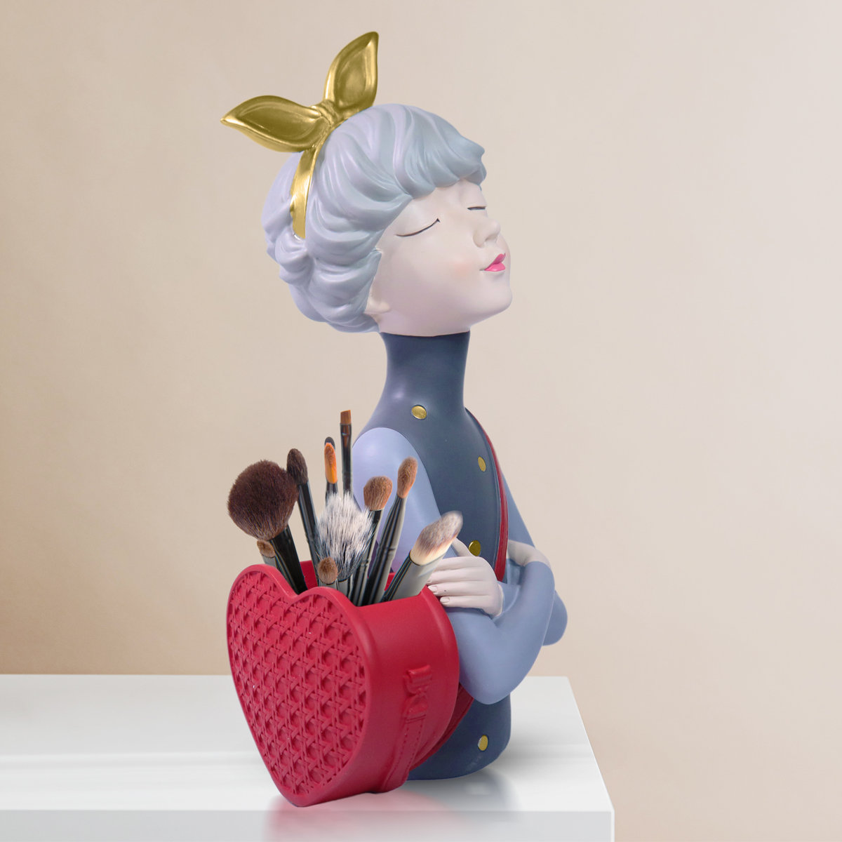 Trinx Elilta Decorative Statue, Unique Gift, Vase and Makeup Organizer ...