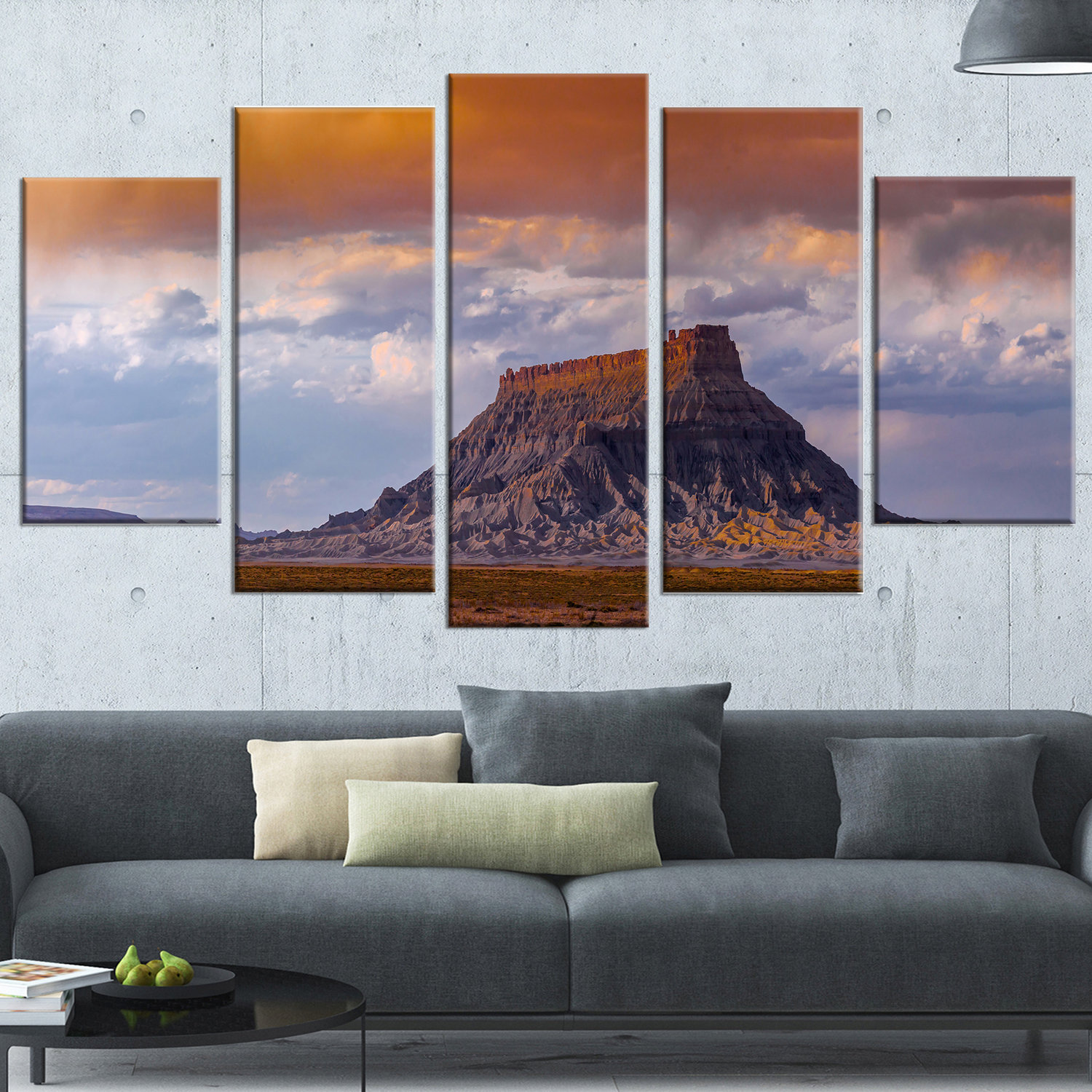 Design Art 'Factory Buttle Utah Panorama' 5 Piece Photographic Print on ...
