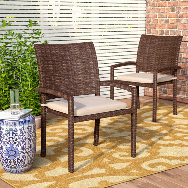 Birch Lane Lindy Outdoor Stacking Dining Armchair with Cushion ...
