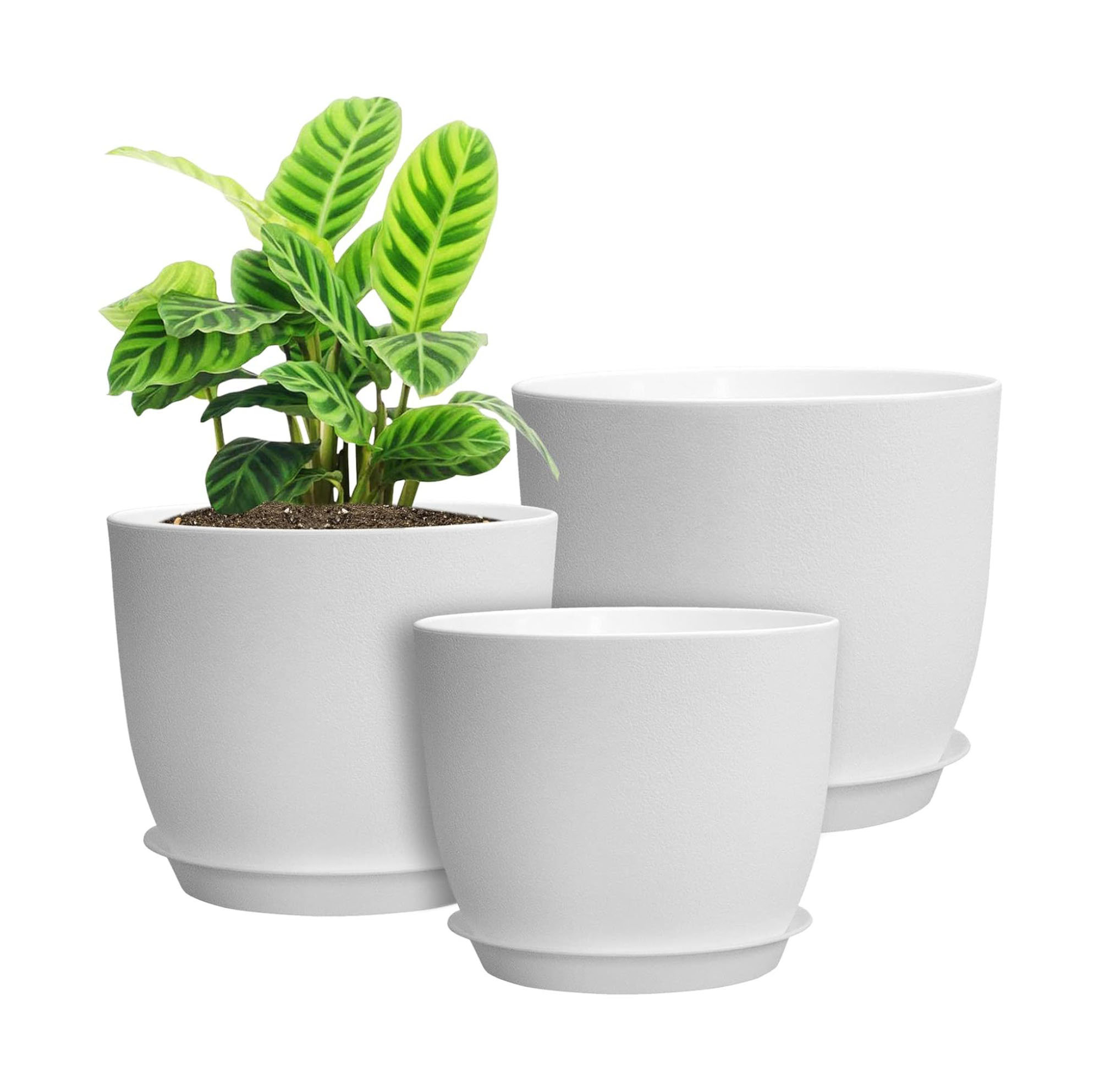 George Oliver Modern Plant Pots Set, Flower Pots with Drainage Holes ...