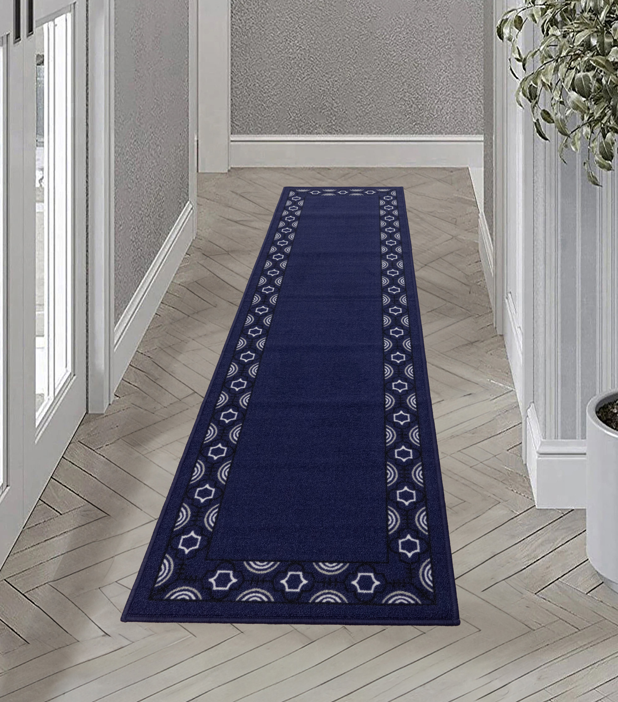 Winston Porter Trellis Bordered Slip Resistant Low Pile Runner Rug ...