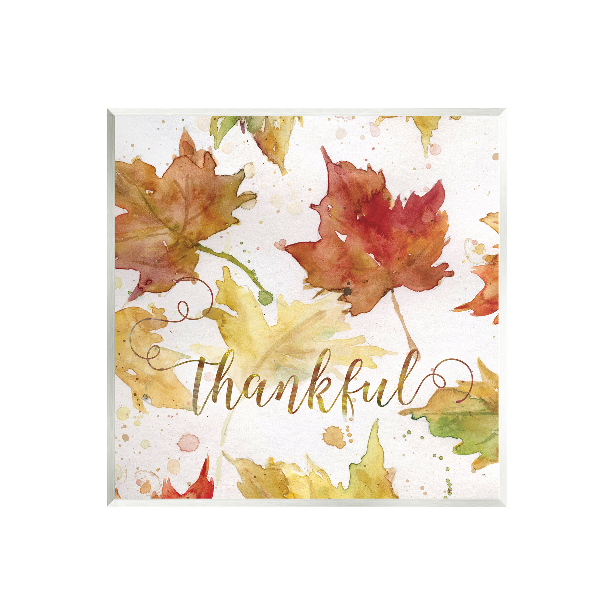 Stupell Industries Thankful Fall Leaves On MDF by Carol Robinson Print ...