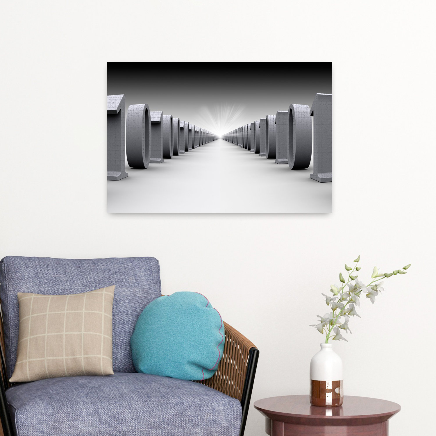 Ivy Bronx Binary Digits In A Row Abstract Modern Art | Wayfair