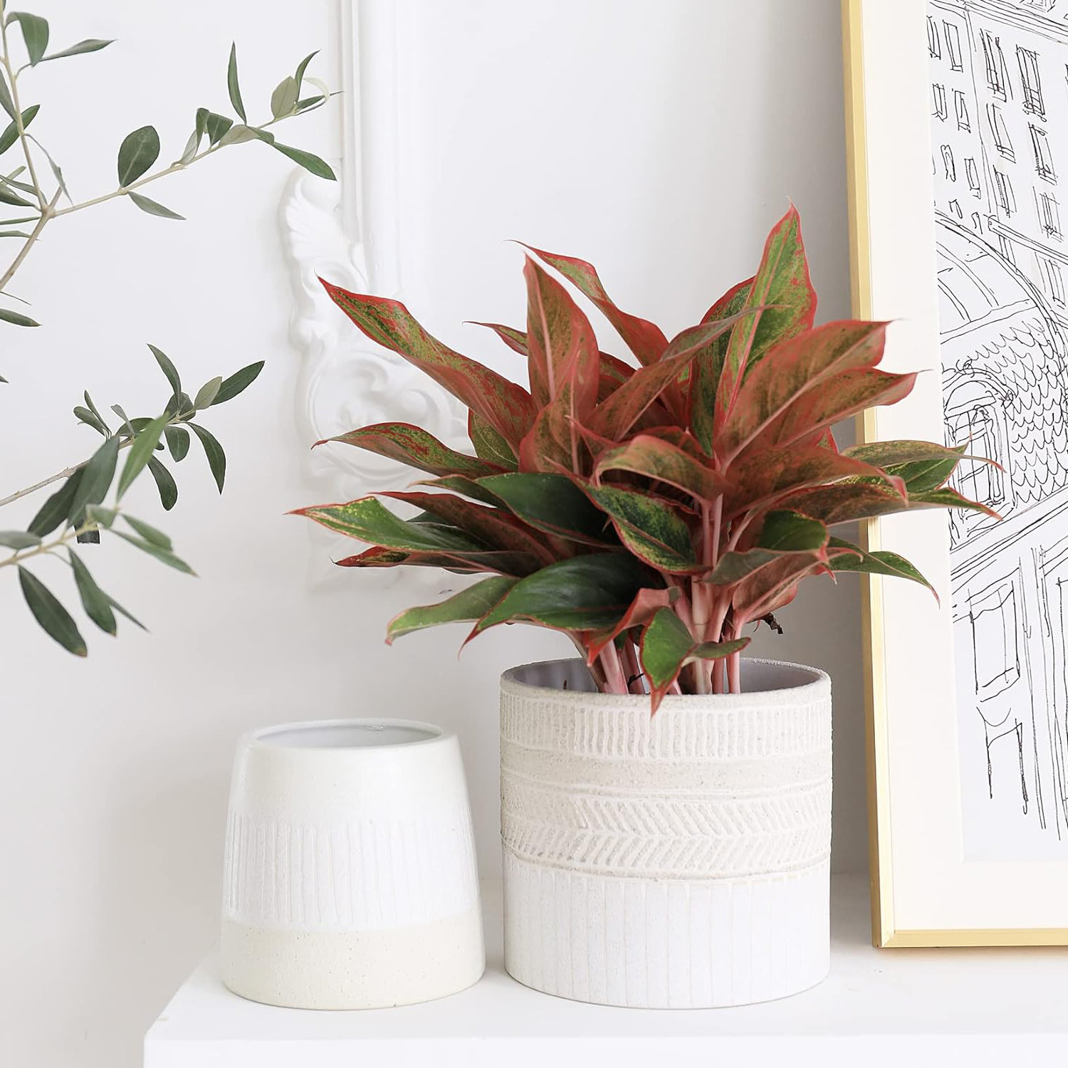 Corrigan Studio Flower Pots Indoor Plant Pot Set of 2, Unique Small ...