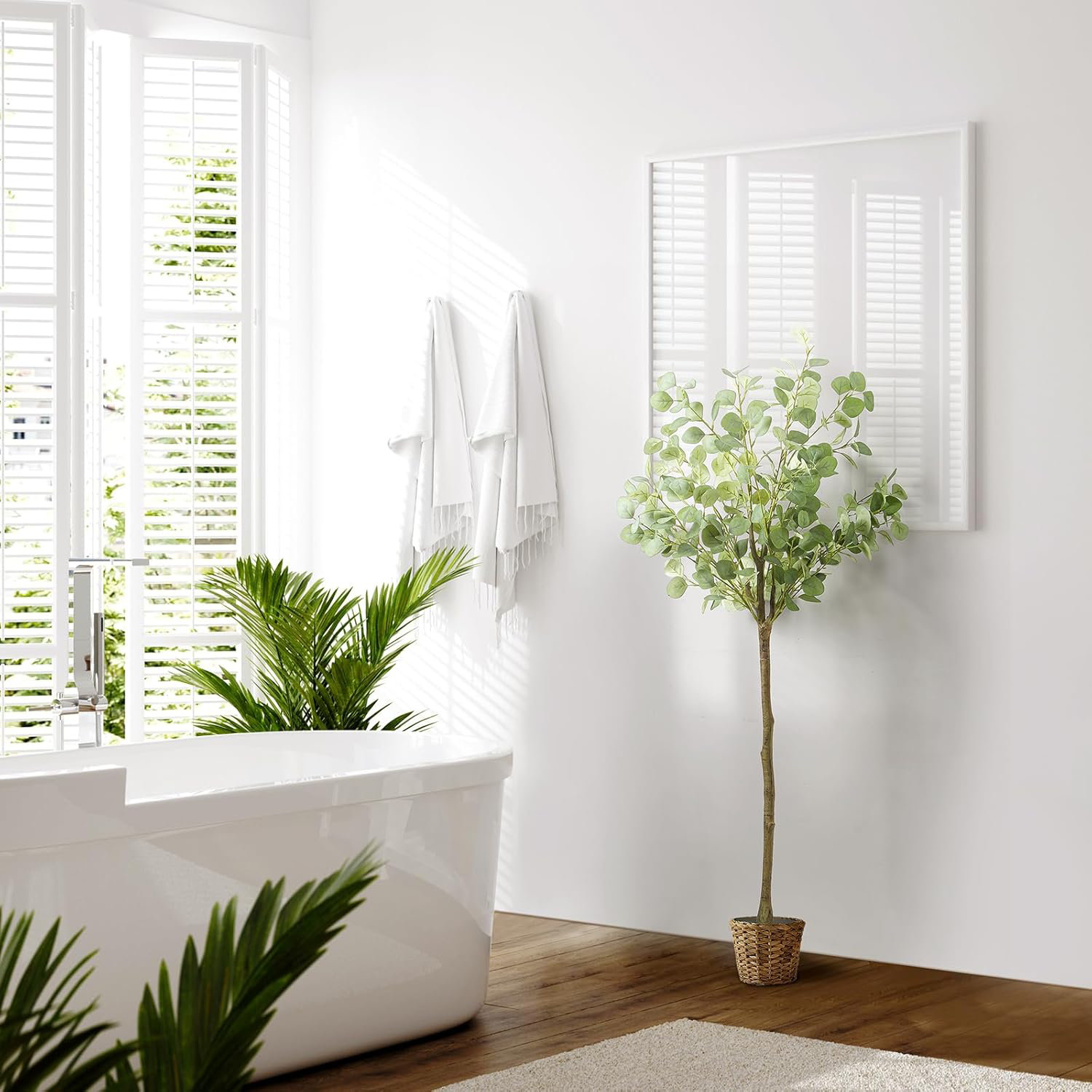 Primrue 5FT Faux Eucalyptus Tree Indoor Artificial Tree Fake Tree Tall ...