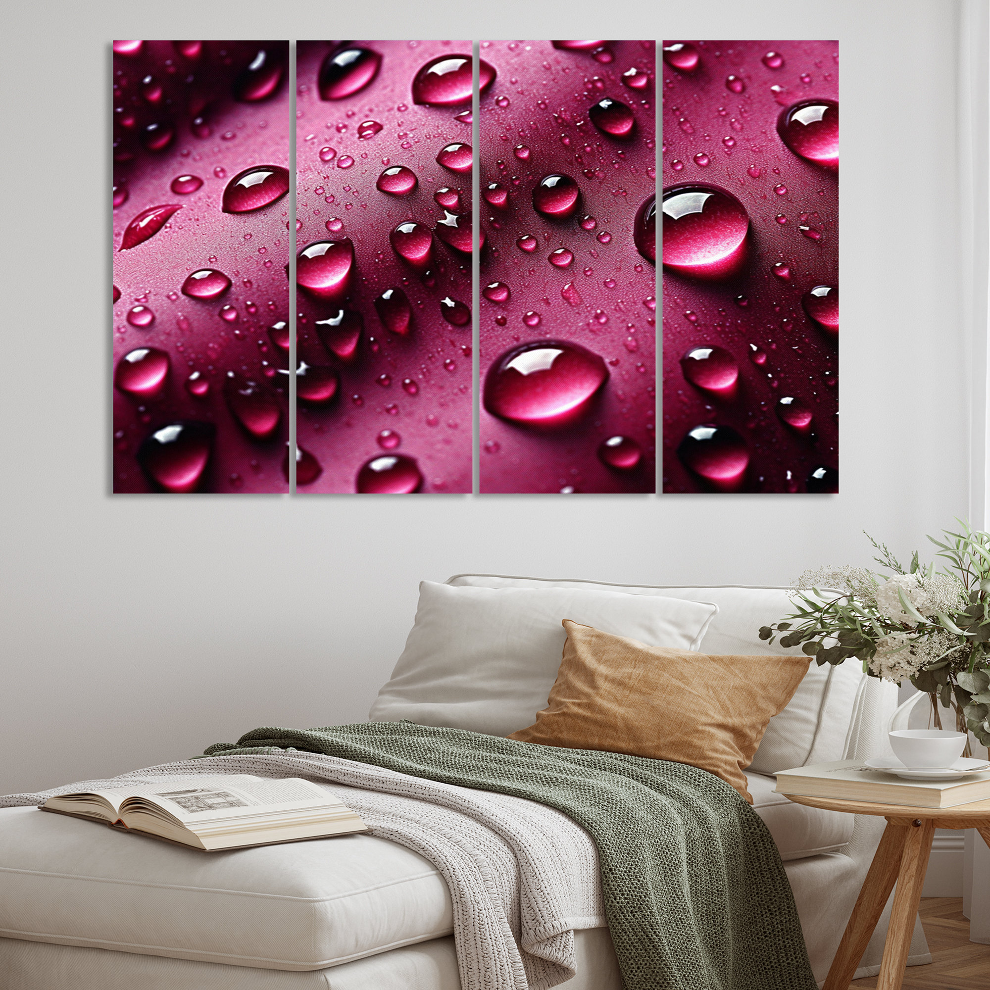 Ebern Designs Red Rose With Raindrops On Black VIII - Raindrops Metal ...