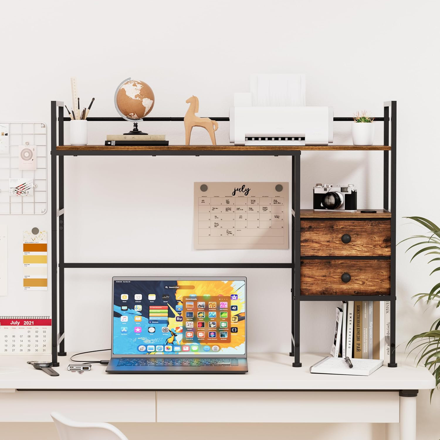 Latitude Run® Desktop Organizer Shelf For Computer Monitor, 3 Tier ...