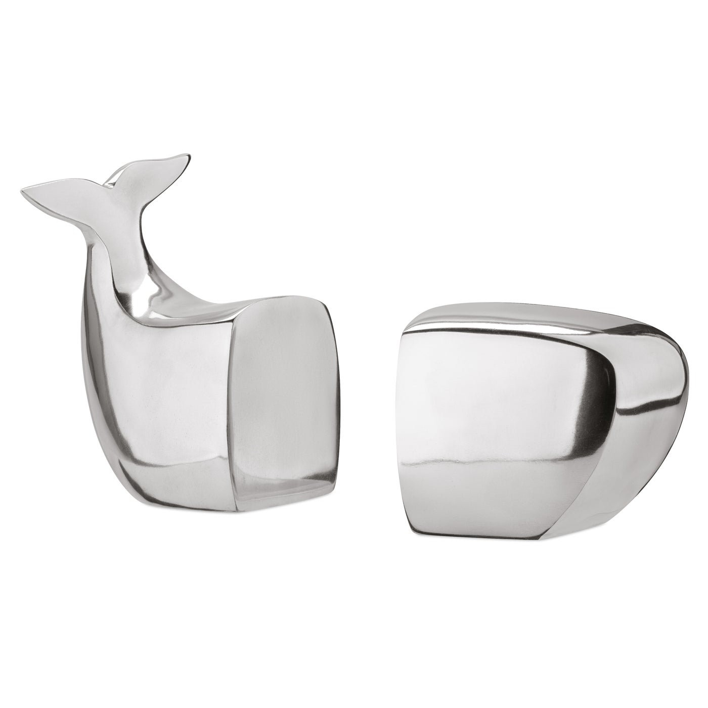 Brayden Studio® Abstract Whale Polished Aluminum Weighted Bookend Set ...