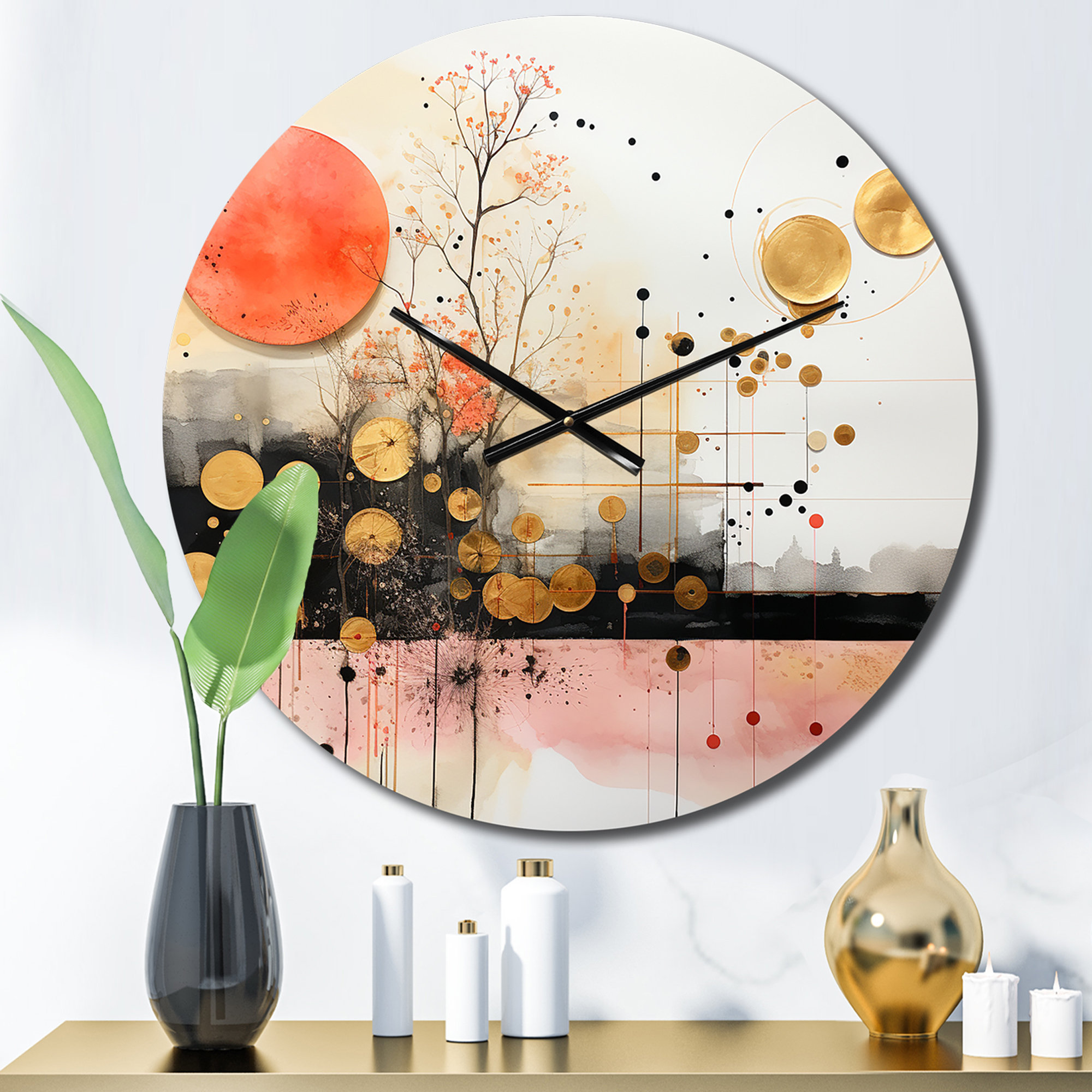 Design Art Escape To Serenity Vintage Pink Gold Watercolor - Modern ...