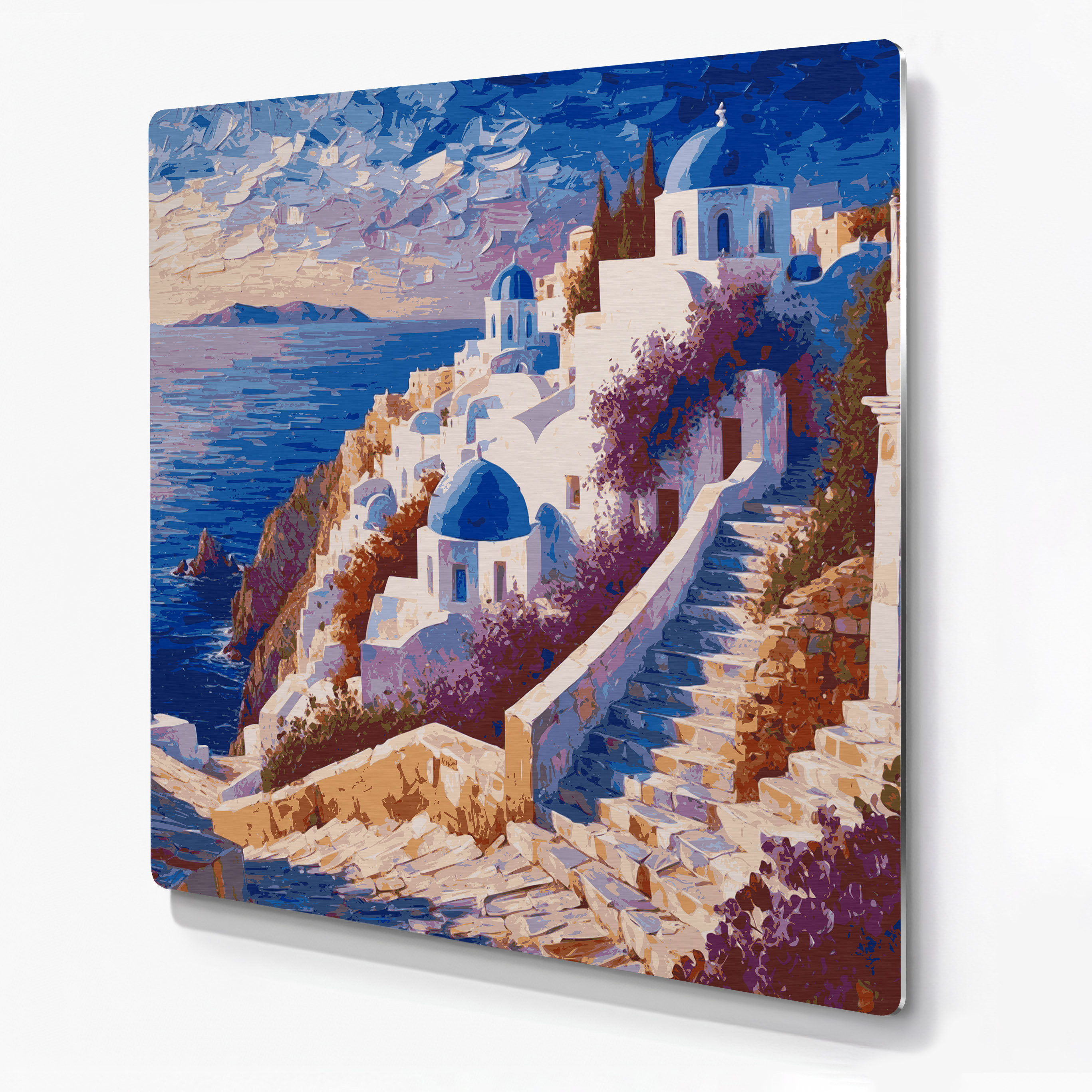 Hokku Designs Cities Crete Greece Purple Metal Wall Art | Wayfair