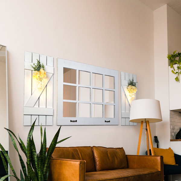 Gracie Oaks Window Mirror With Shutters (Window Mirrorx1,Shuttersx2 ...