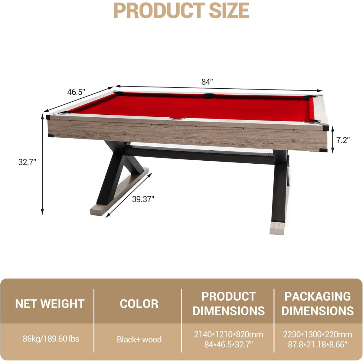 Fashionwu 7 Ft Pool Table, Billiard Table With 2 Cue Sticks, Billiard ...