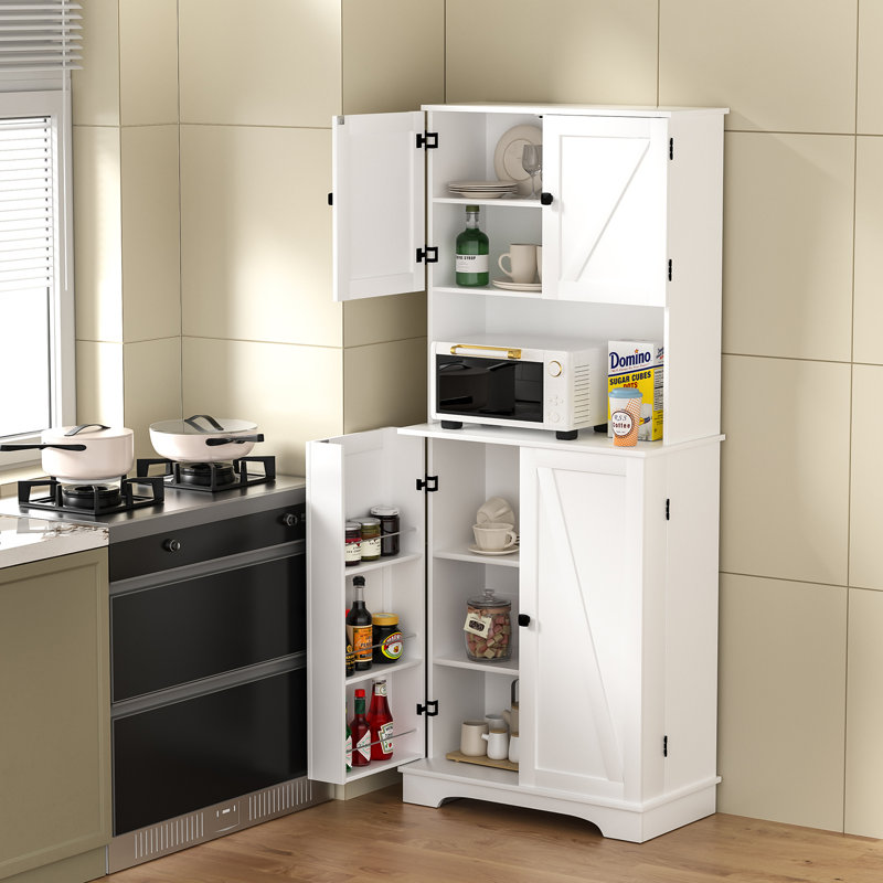 Gracie Oaks Durrie 71.7"H kitchen Pantry Cabinet With Sliding Storage ...