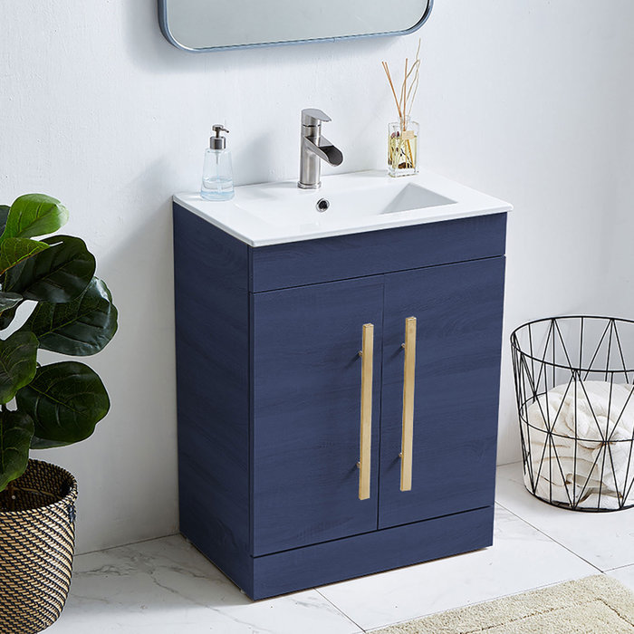 Mercer41 Naiah 24” Blue Modern Free-Standing Single Bathroom Vanity Set ...