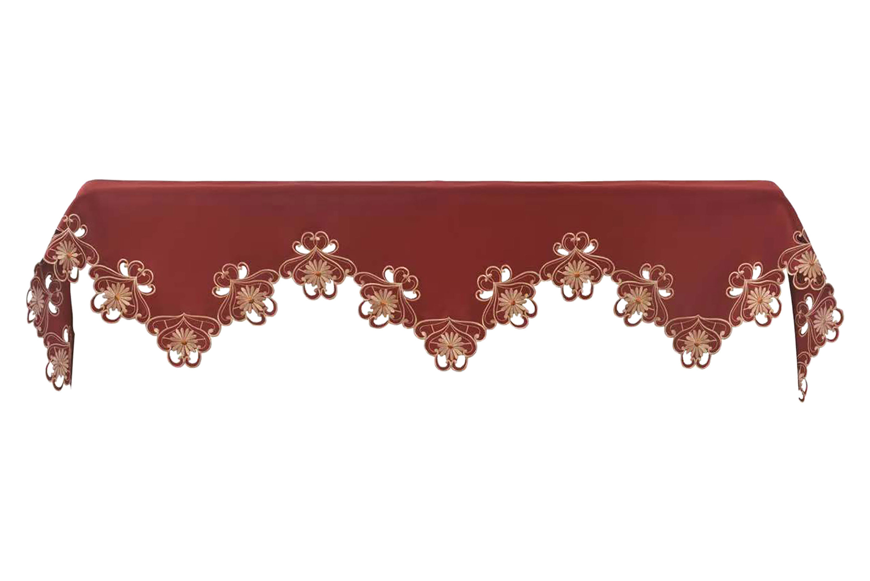 Red Barrel Studio® Decozen Gold Lace Red Mantel Scarf Cover - Intricate ...