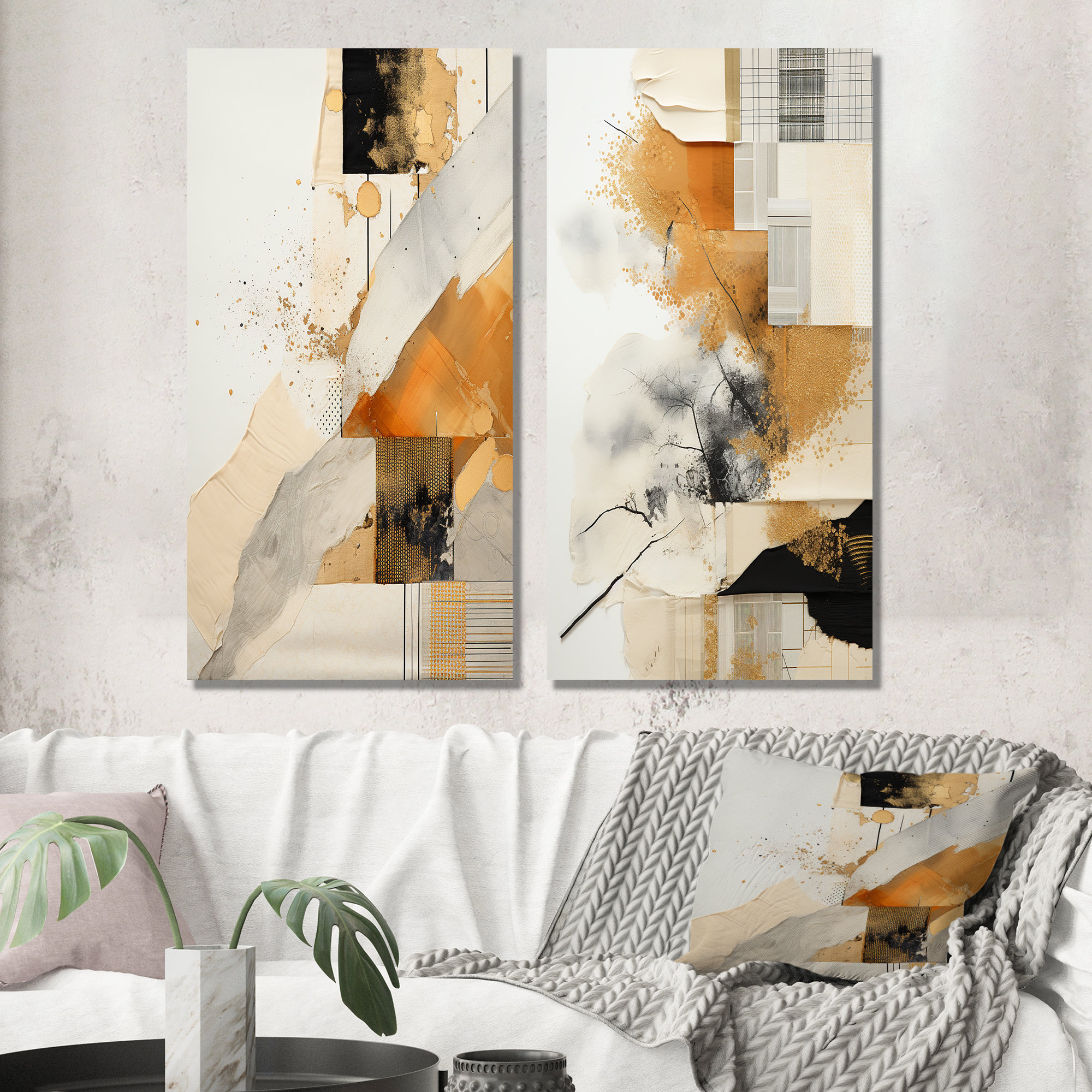 Ivy Bronx Grey And Gold Sunset Collage IV - Abstract Collages Wall Art ...