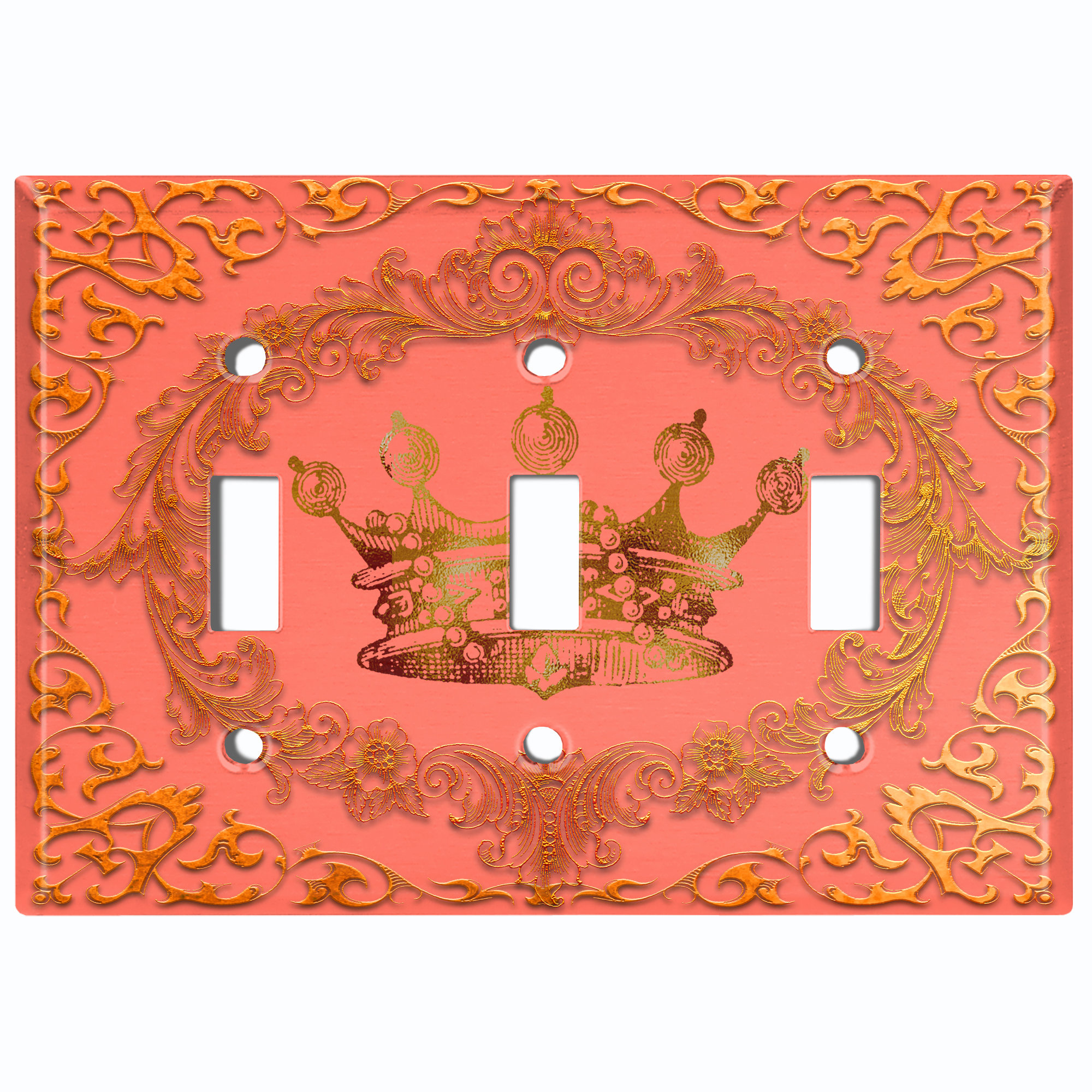 WorldAcc Metal Light Switch Plate Outlet Cover (Royal Crown Red Orange ...
