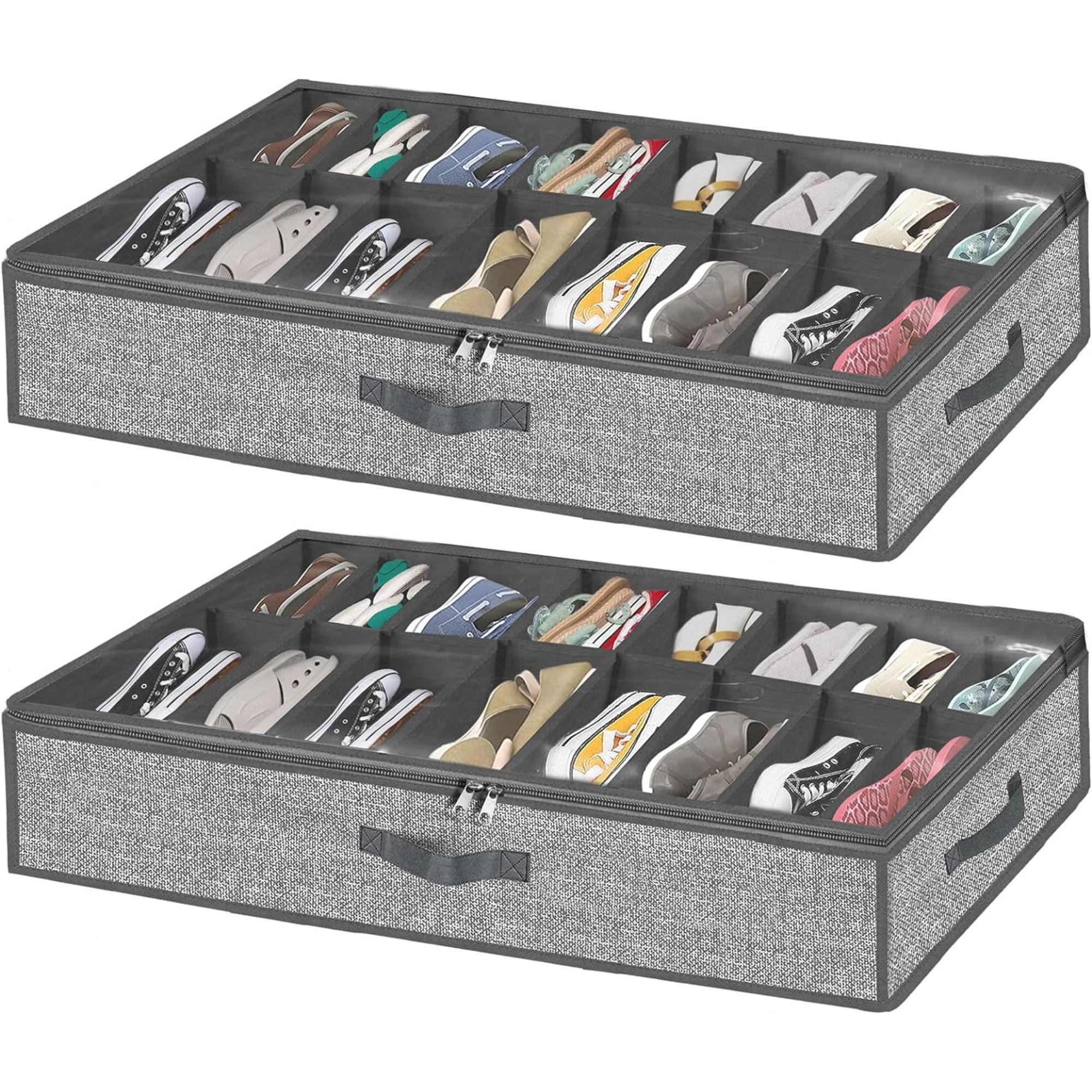 Rebrilliant 32 Pairs Shoe Organizer Under Bed, Underbed Shoe Storage ...